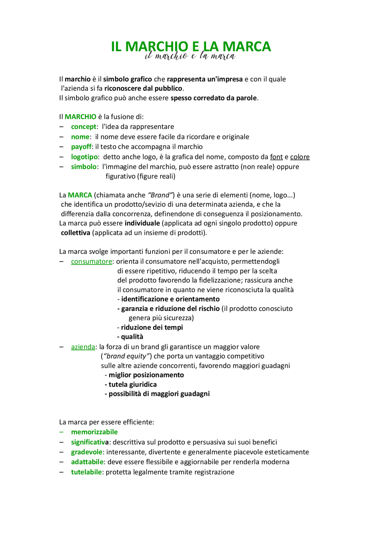 Il Marchio E La Marca Docsity