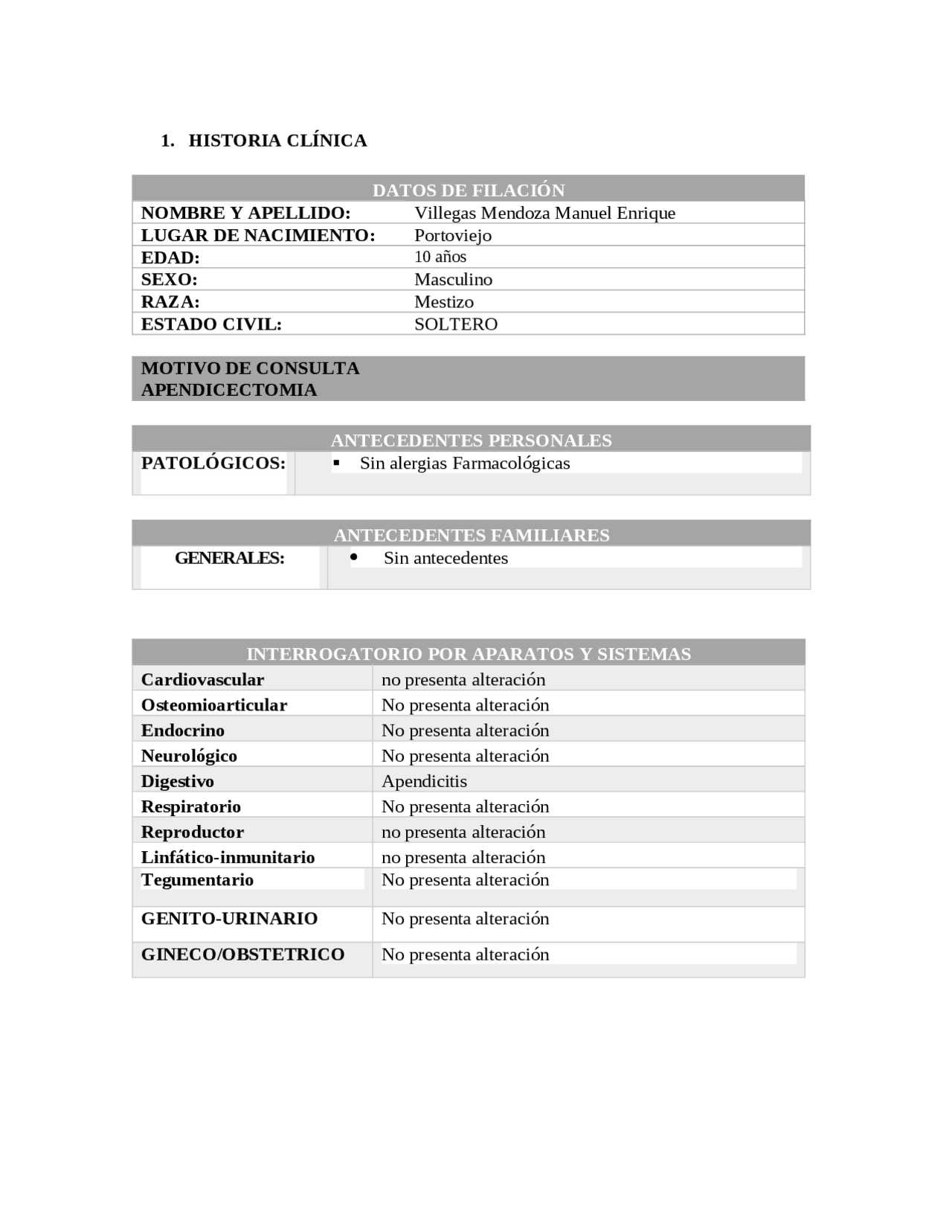 Caso Clinico Apendicitis Docsity