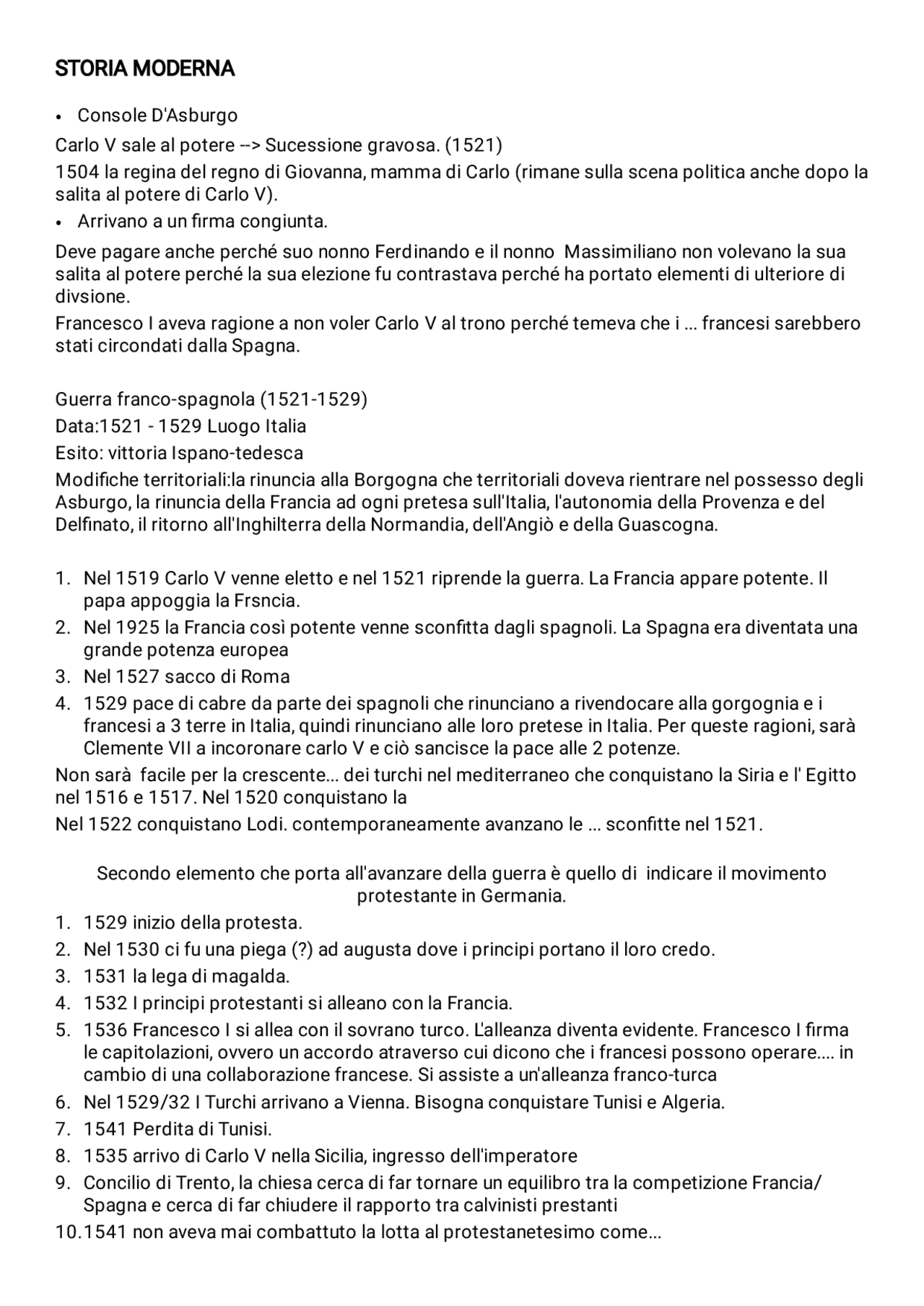 Appunti Di Storia Moderna Docsity