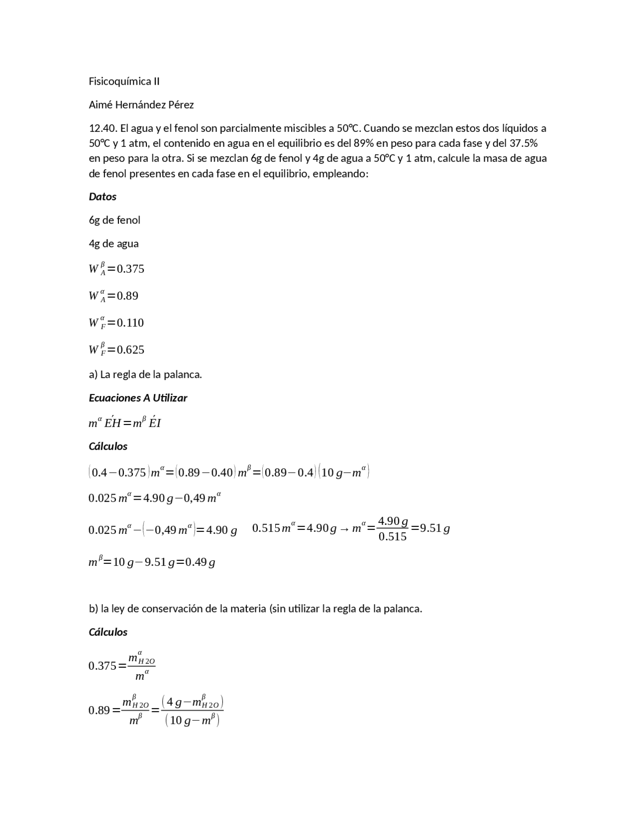 Ejercicios Fisicoquimica Ejercicios De Fisicoquímica Docsity