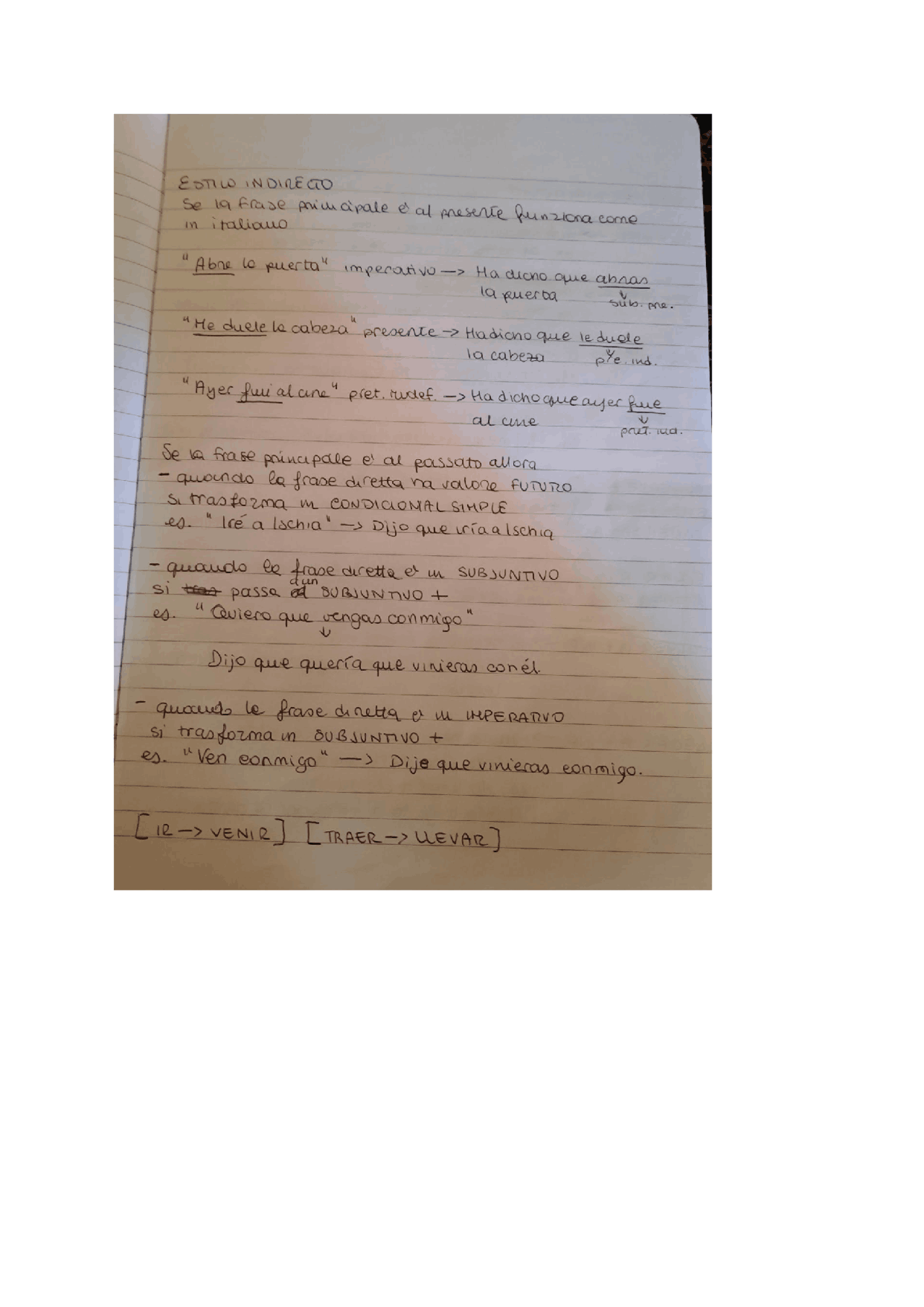 Estilo indirecto presente y pasado - Docsity