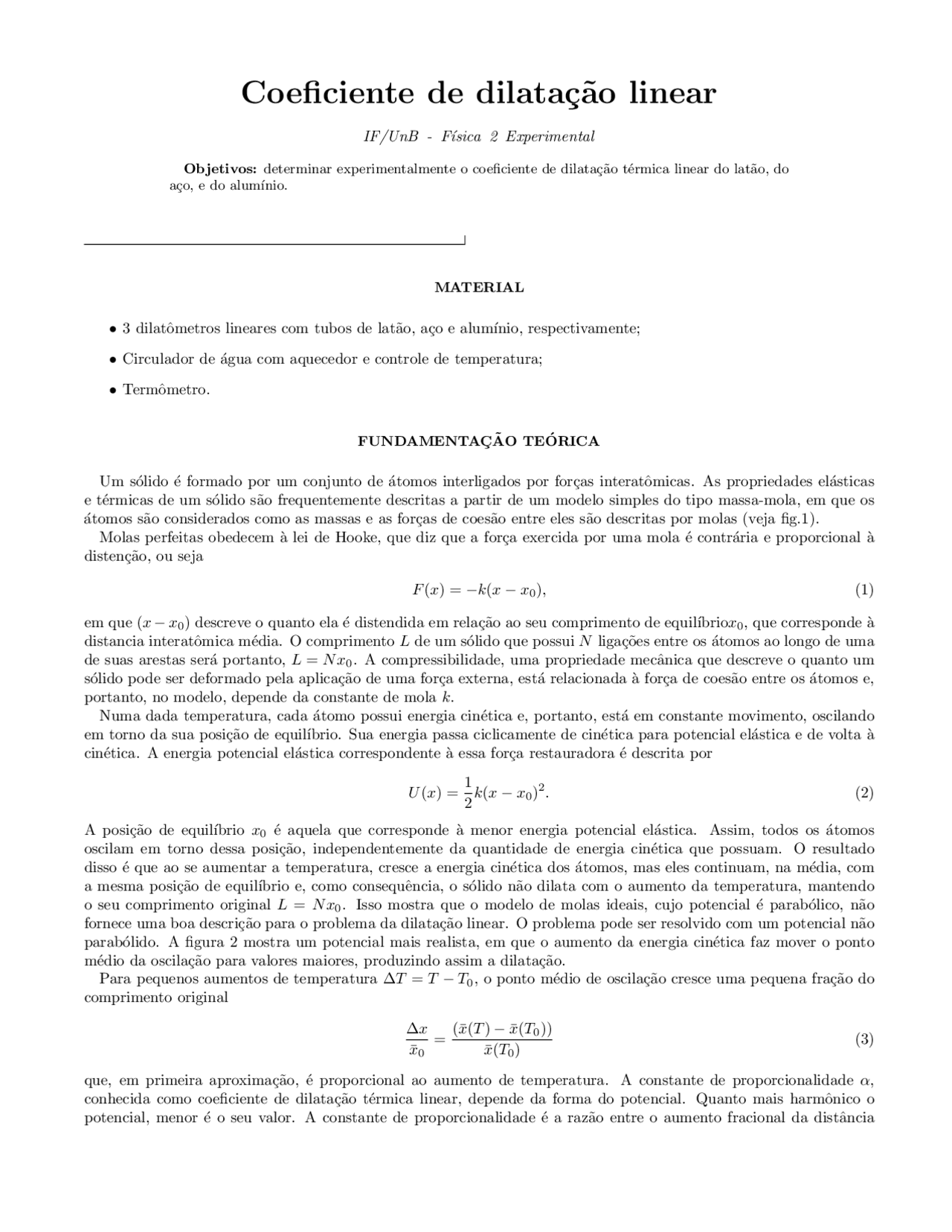 Fisica 2 Coeficiente De Dilatação Linear Docsity