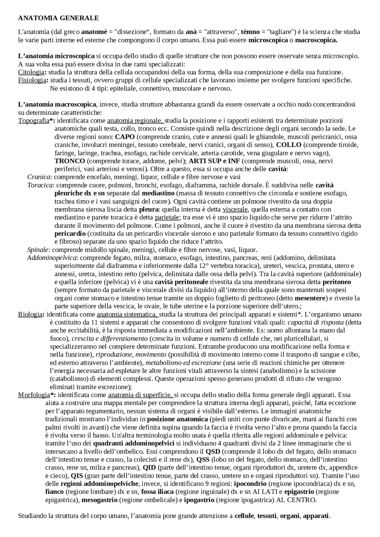 Anatomia Umana Per Professioni Sanitarie Scienze Biomediche 1 Docsity