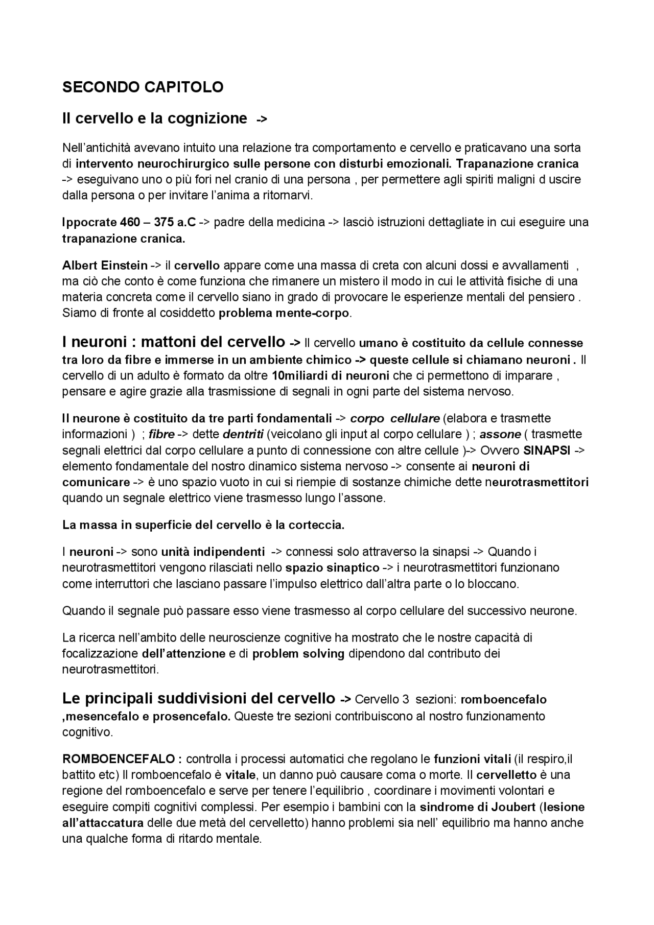 Il Cervello E La Cognizione Docsity