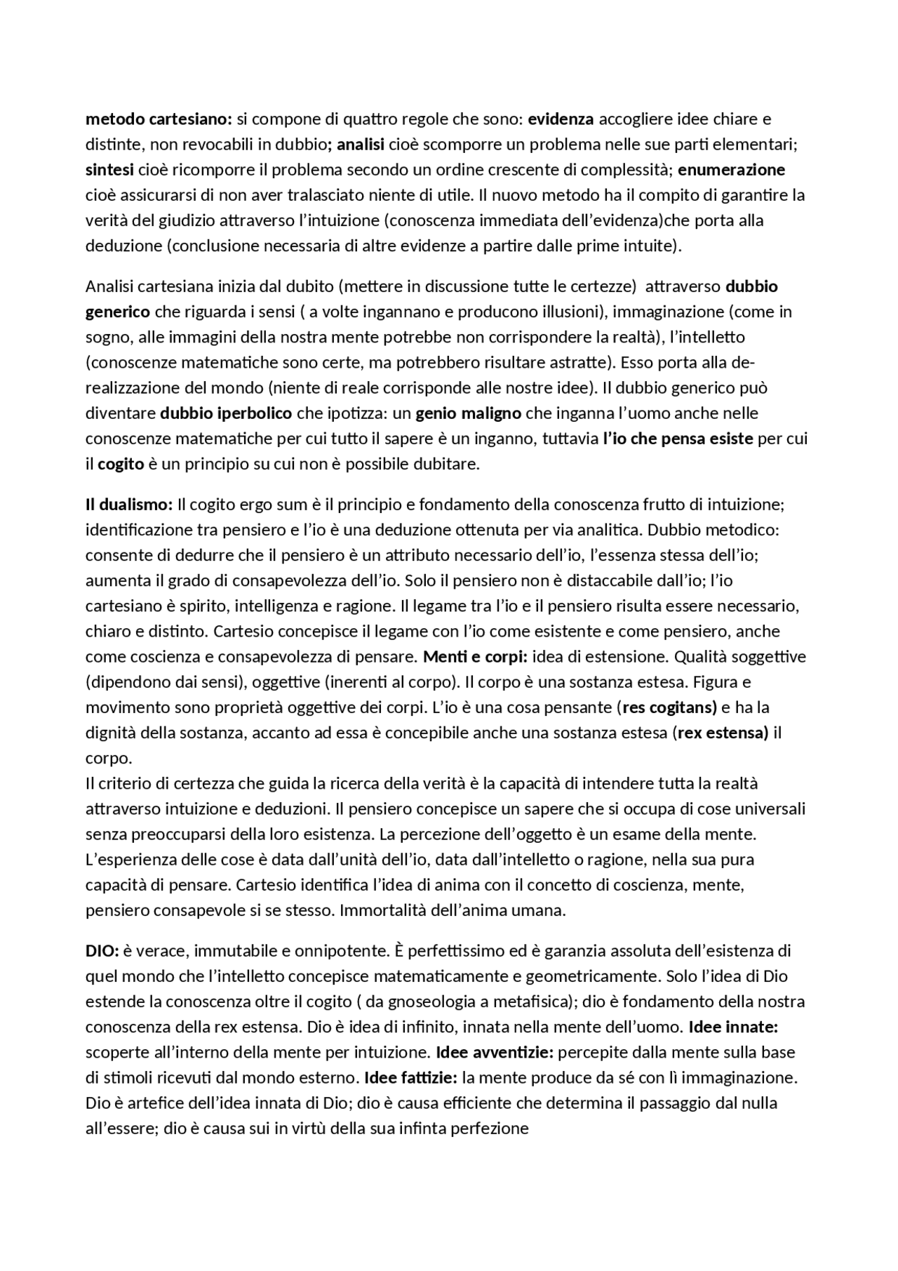 Riassunto Su Cartesio Docsity