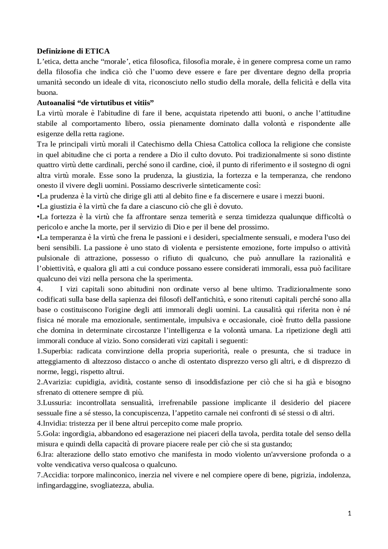 Riassunti Temi Base Di Etica Docsity