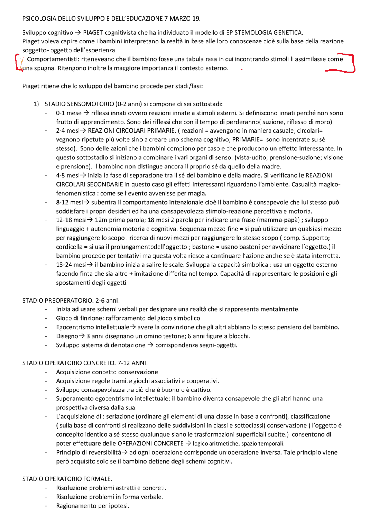 Contenuti Psicologia Dello Sviluppo Docsity