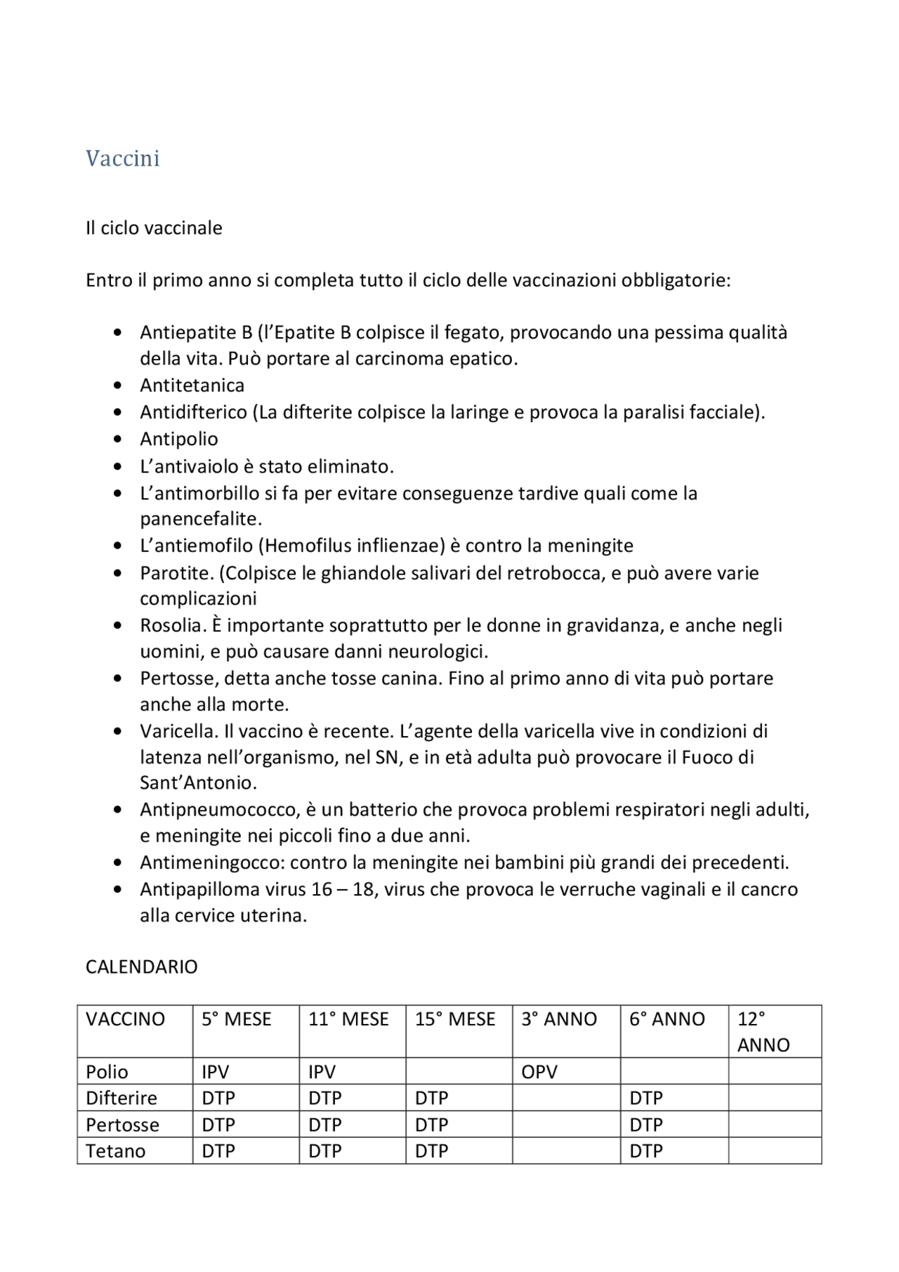 Vaccini Appunti Schematici Docsity