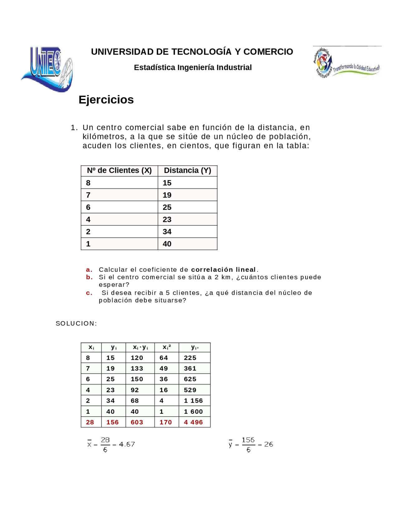 Ejercicios De Estadisticas Ejercicios De Estadística Docsity