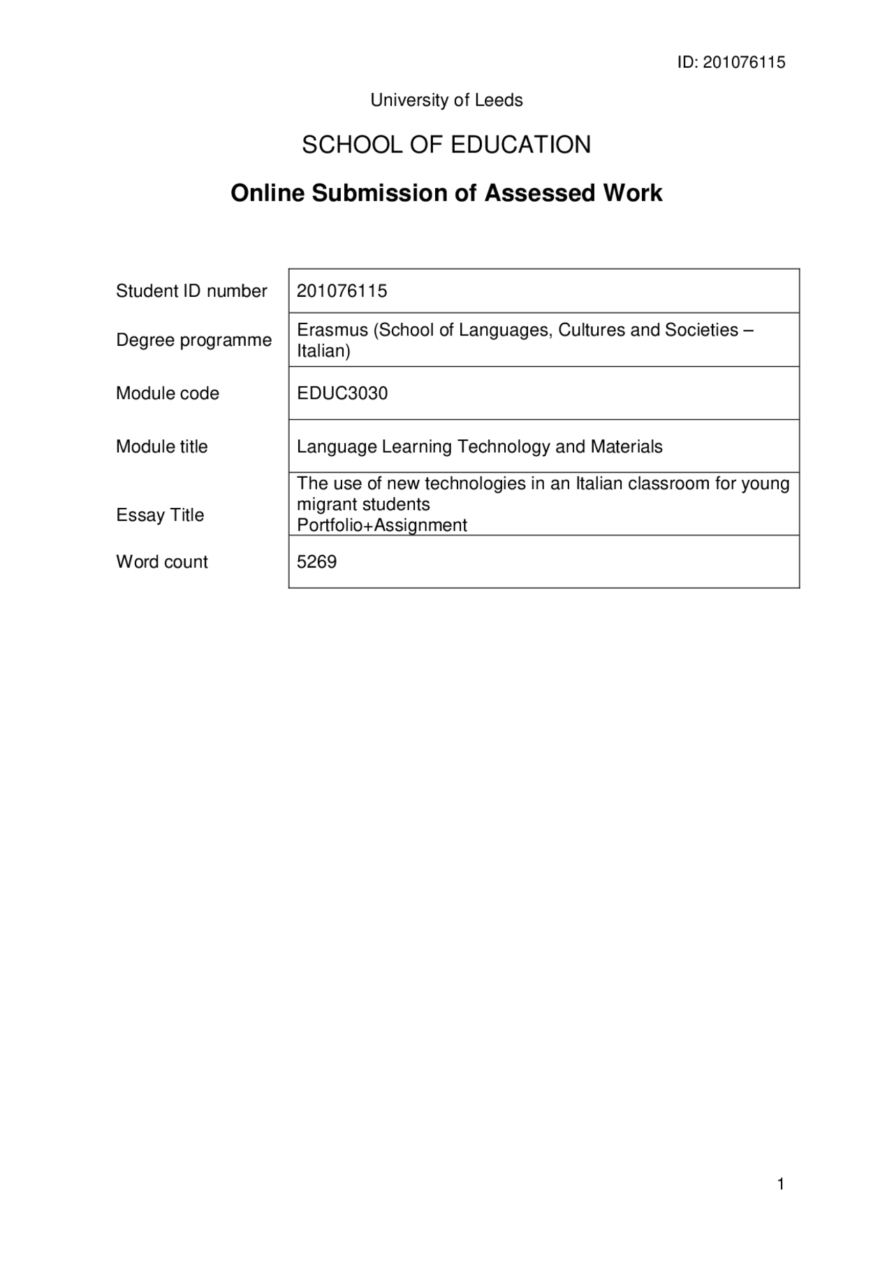 Language Learning Technology And Materials Final Assignment Docsity