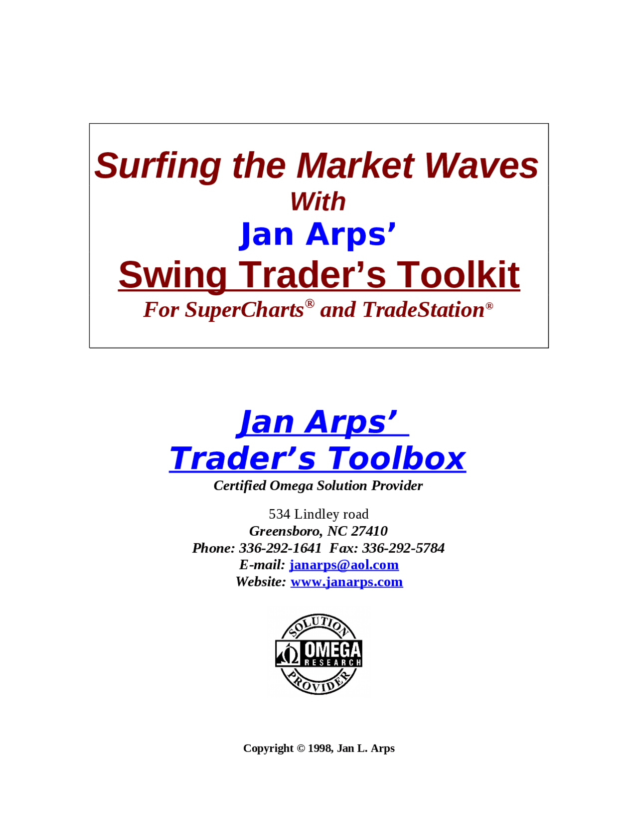 Arps J. - Swing Trader’s Toolkit (1998) - Docsity