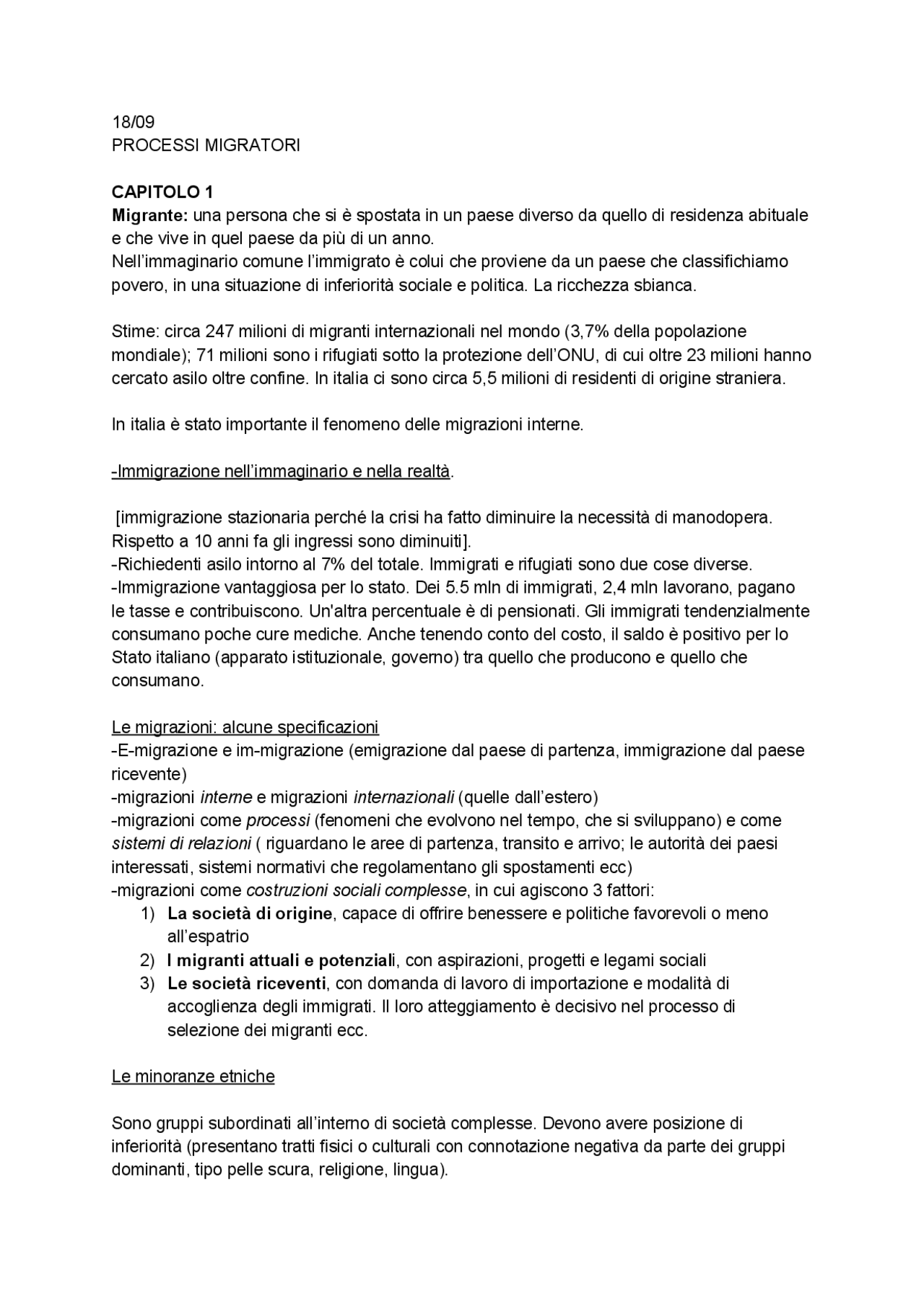 Processi Migratori Glo Lectures De Droit De Limmigration Docsity