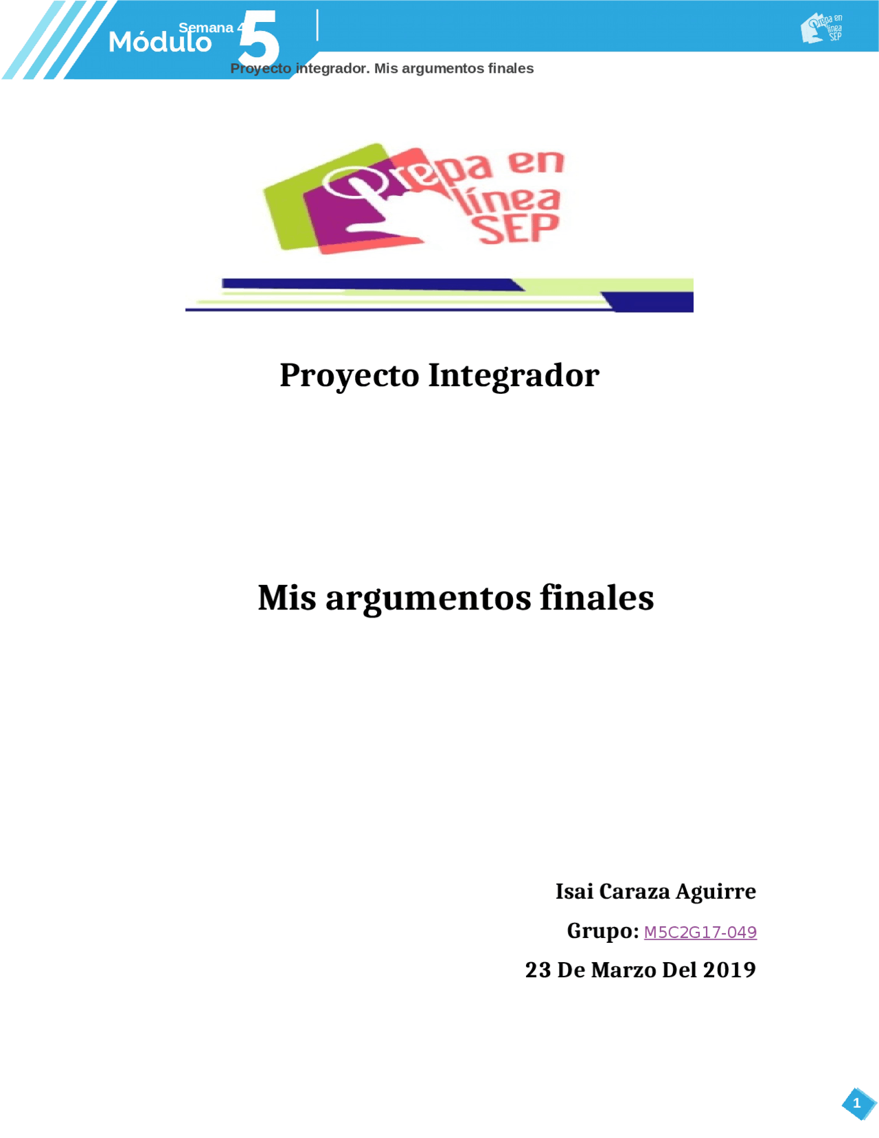 Mis argumentos finales - Docsity