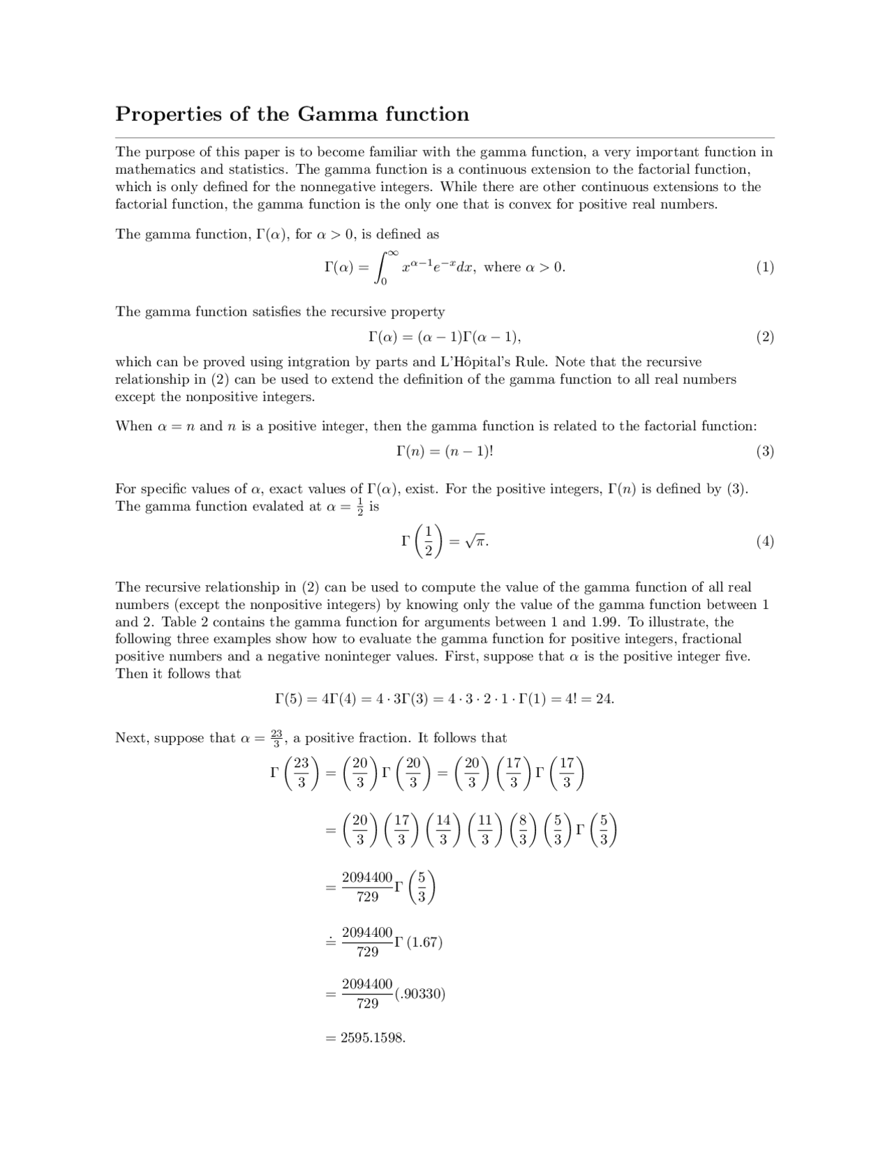 Gamma Property in integration - Docsity