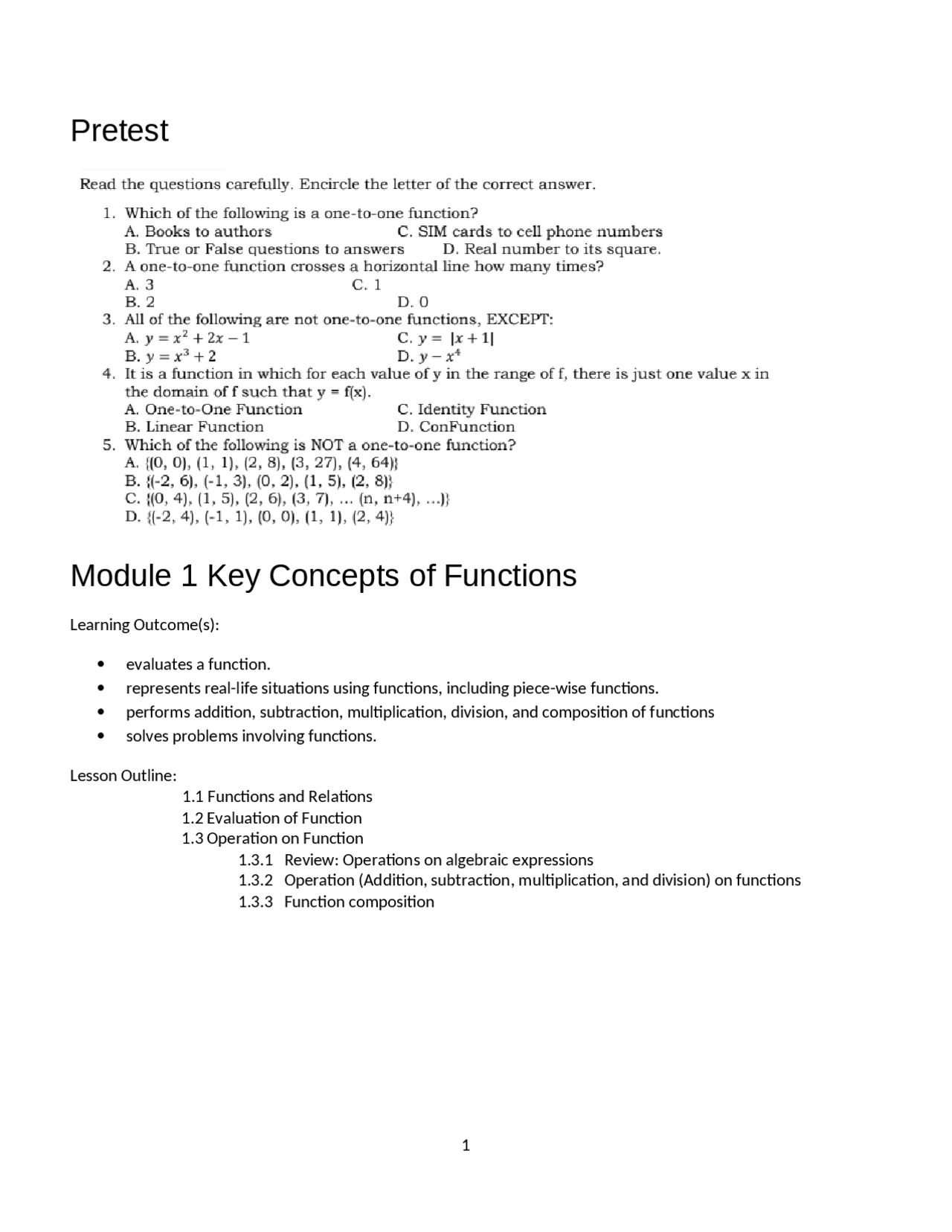Key Concepts About Functions Docsity