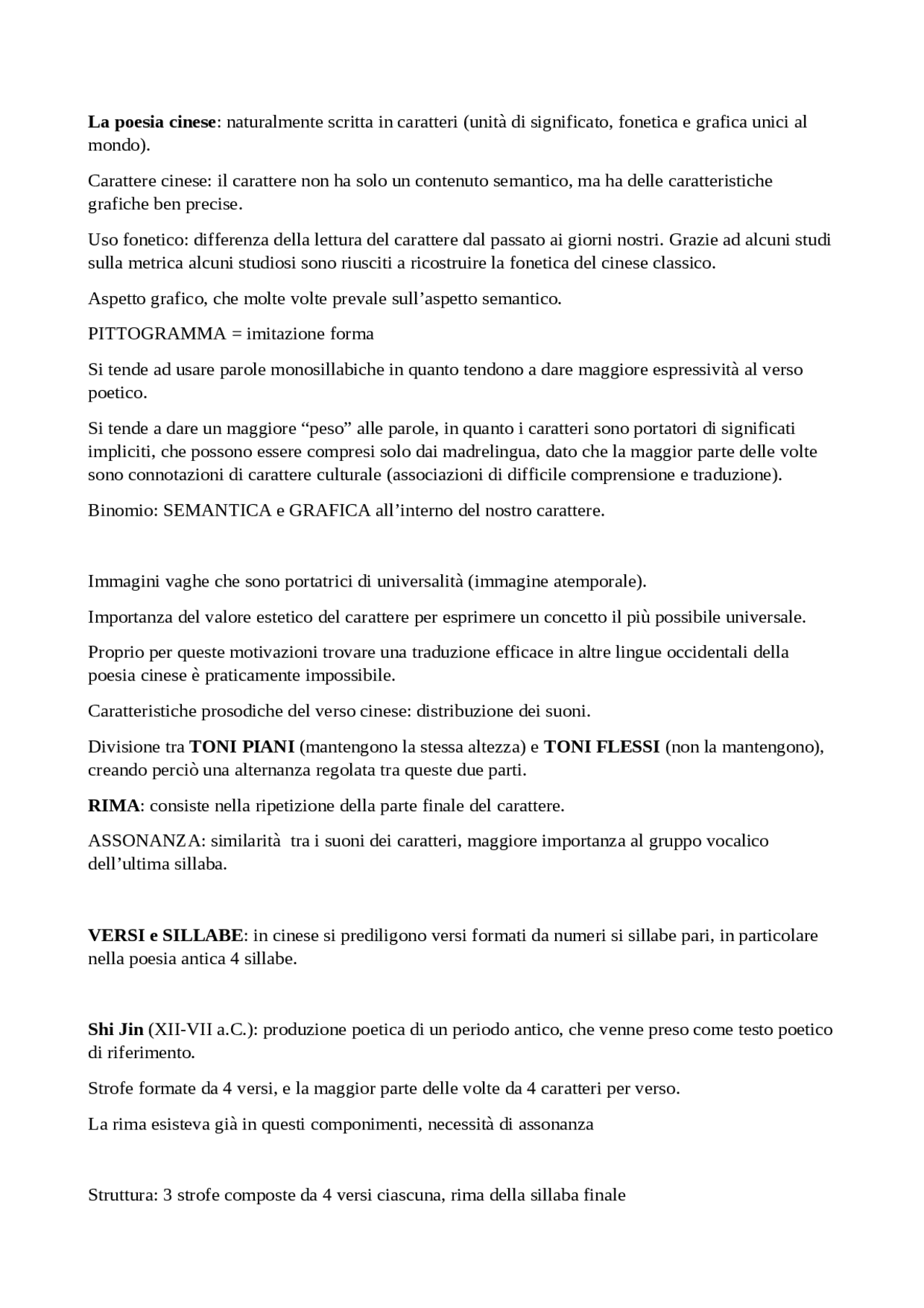 Breve Introduzione Alla Poesia Cinese Docsity