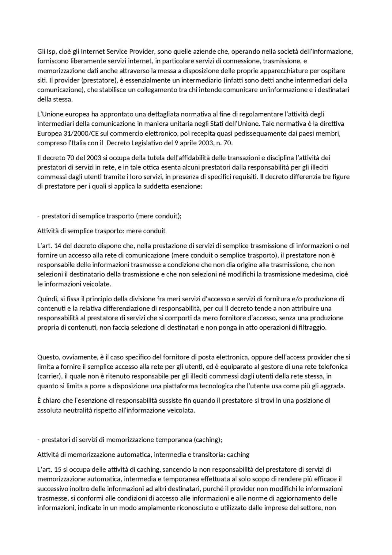 Internet Provider Appunti Appunti Di Informatica Legale Docsity