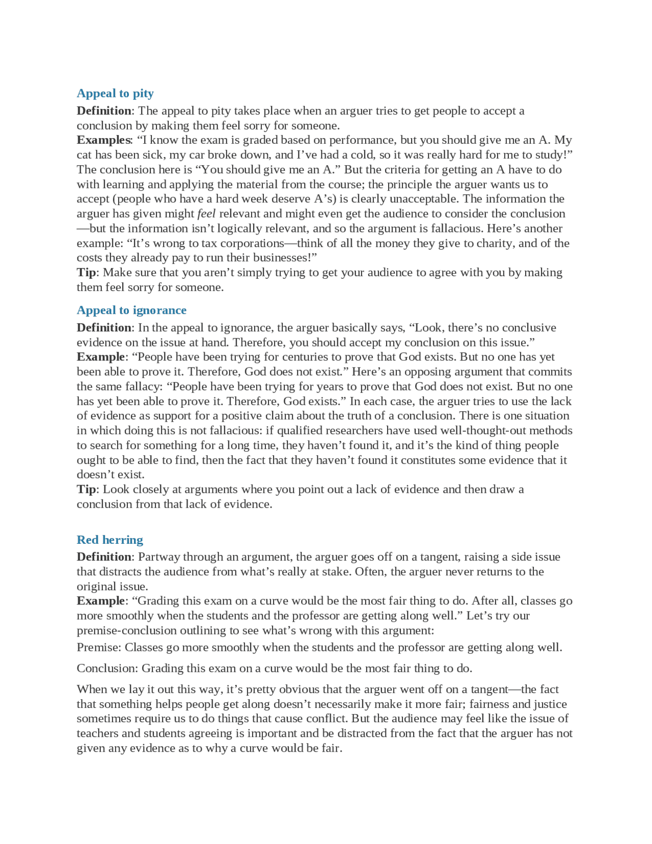 Logical Fallacies Lesson 1 Docsity
