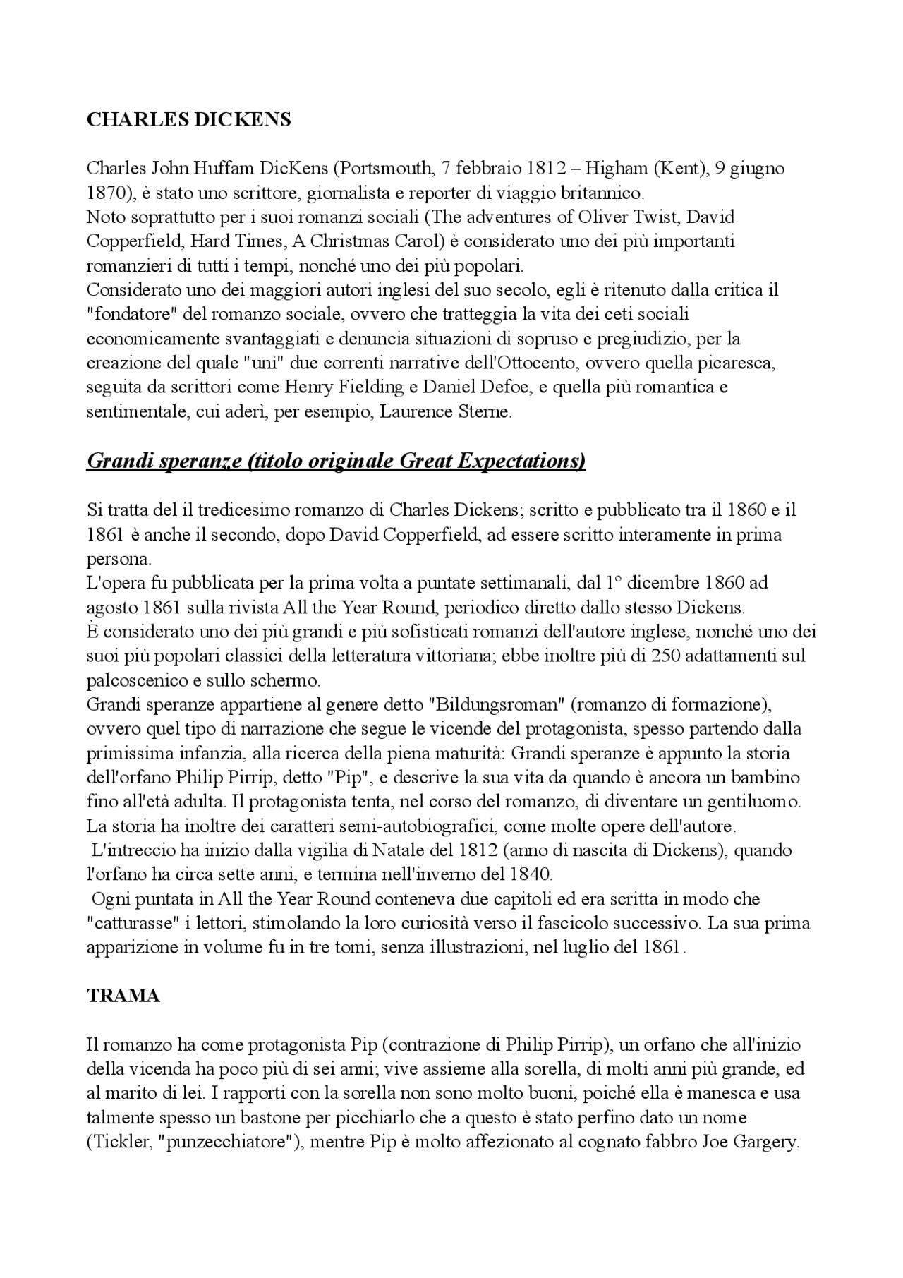 CHARLES DICKENS - GREAT EXPECTATIONS | Study notes of English ...