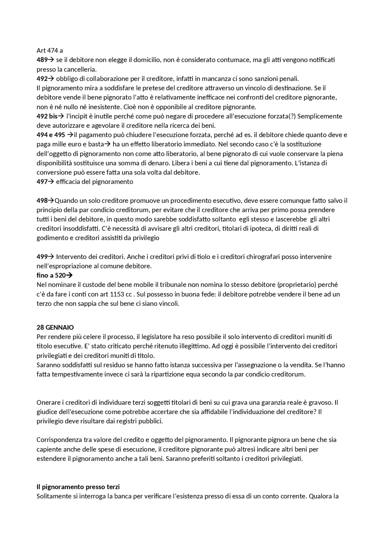 Appunti Procedura Civile Processo Esecutivo Libro Verde Docsity