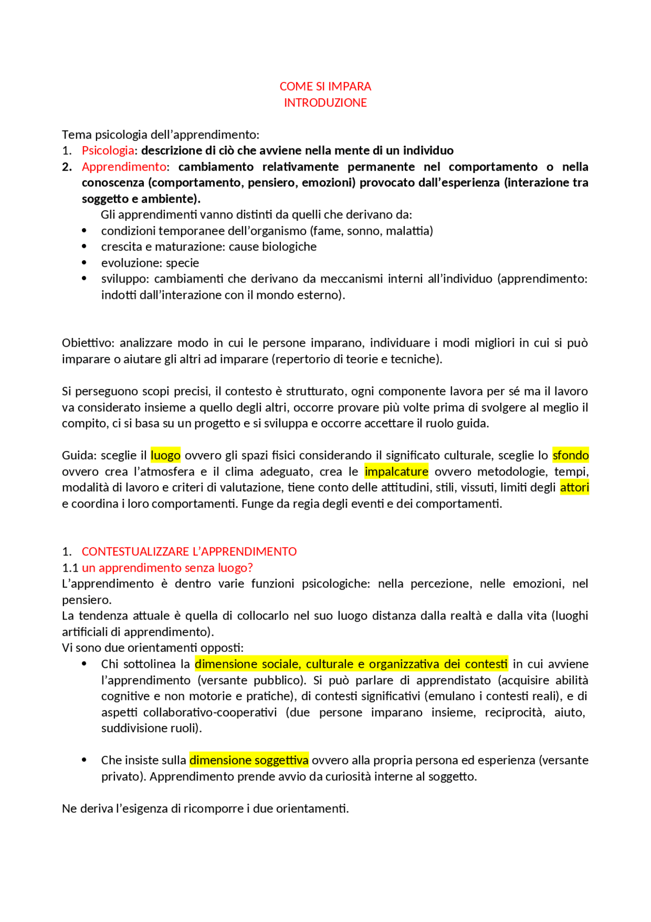 Come Si Impara Docsity