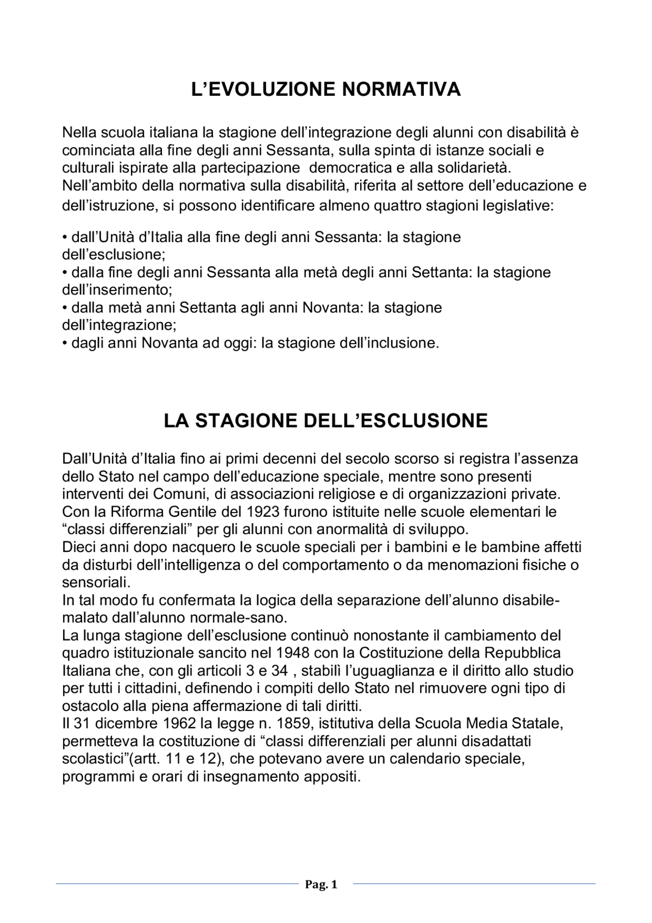 Integrazione Inclusione Appunti Di Pedagogia Sperimentale Docsity