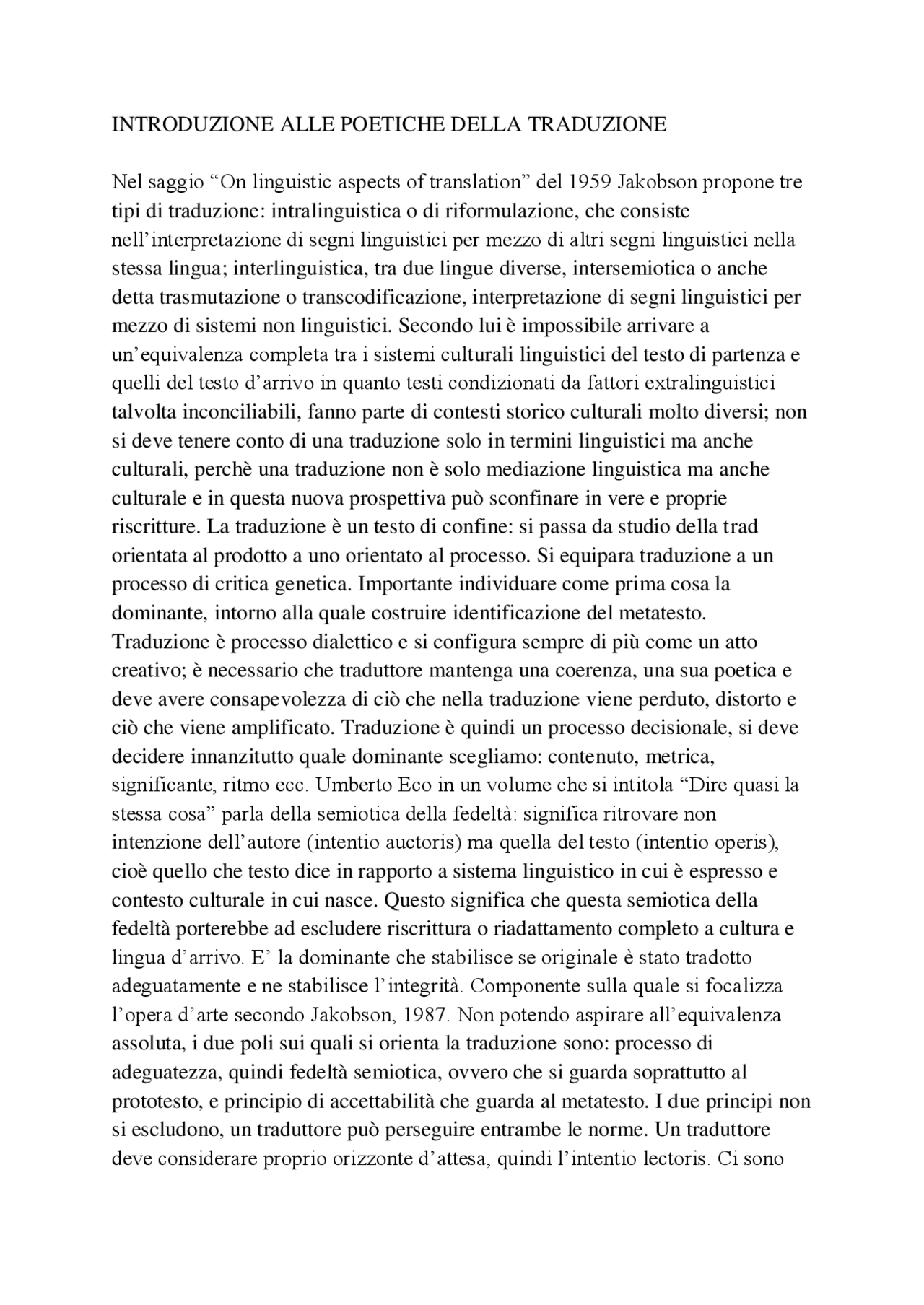 Letterature Comparate C Docsity