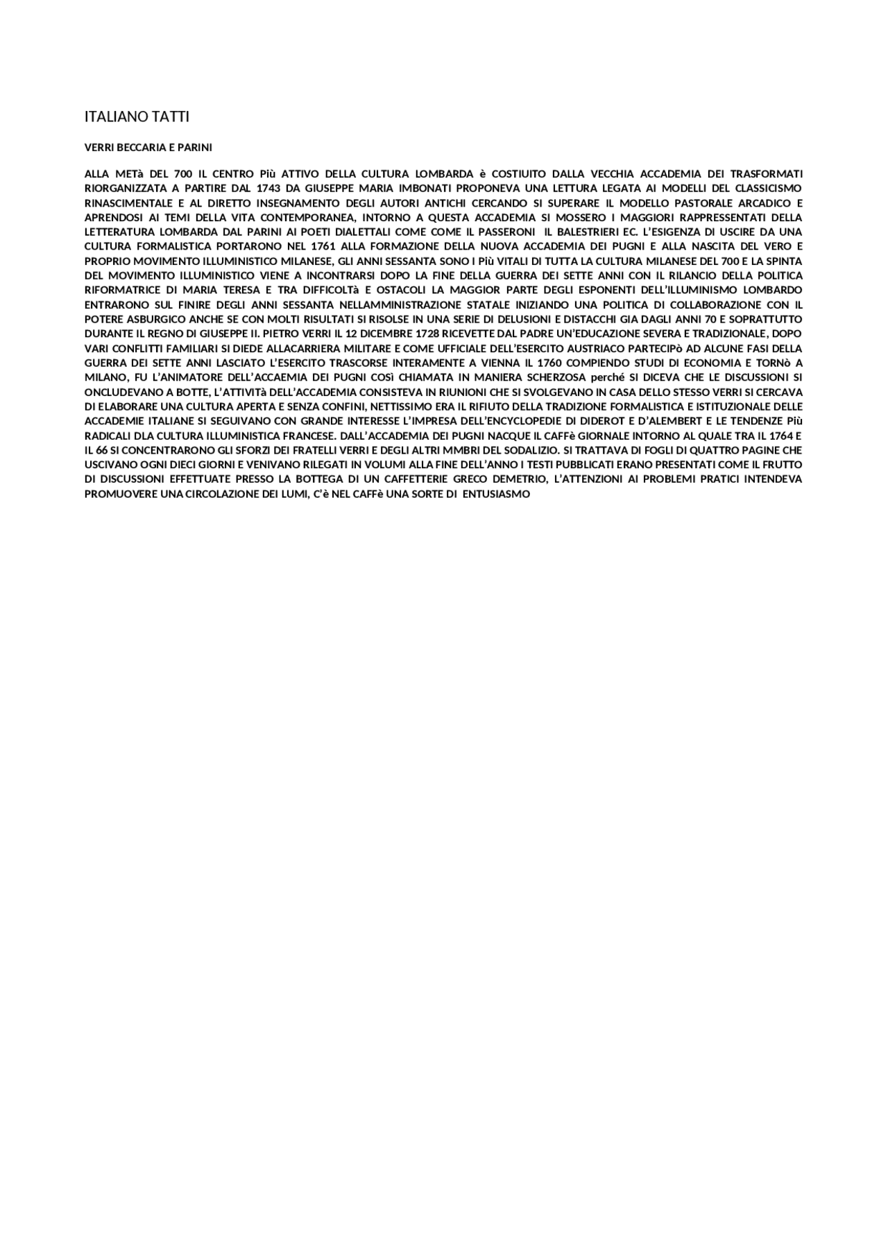 Da Metastasio A Goldoni Docsity