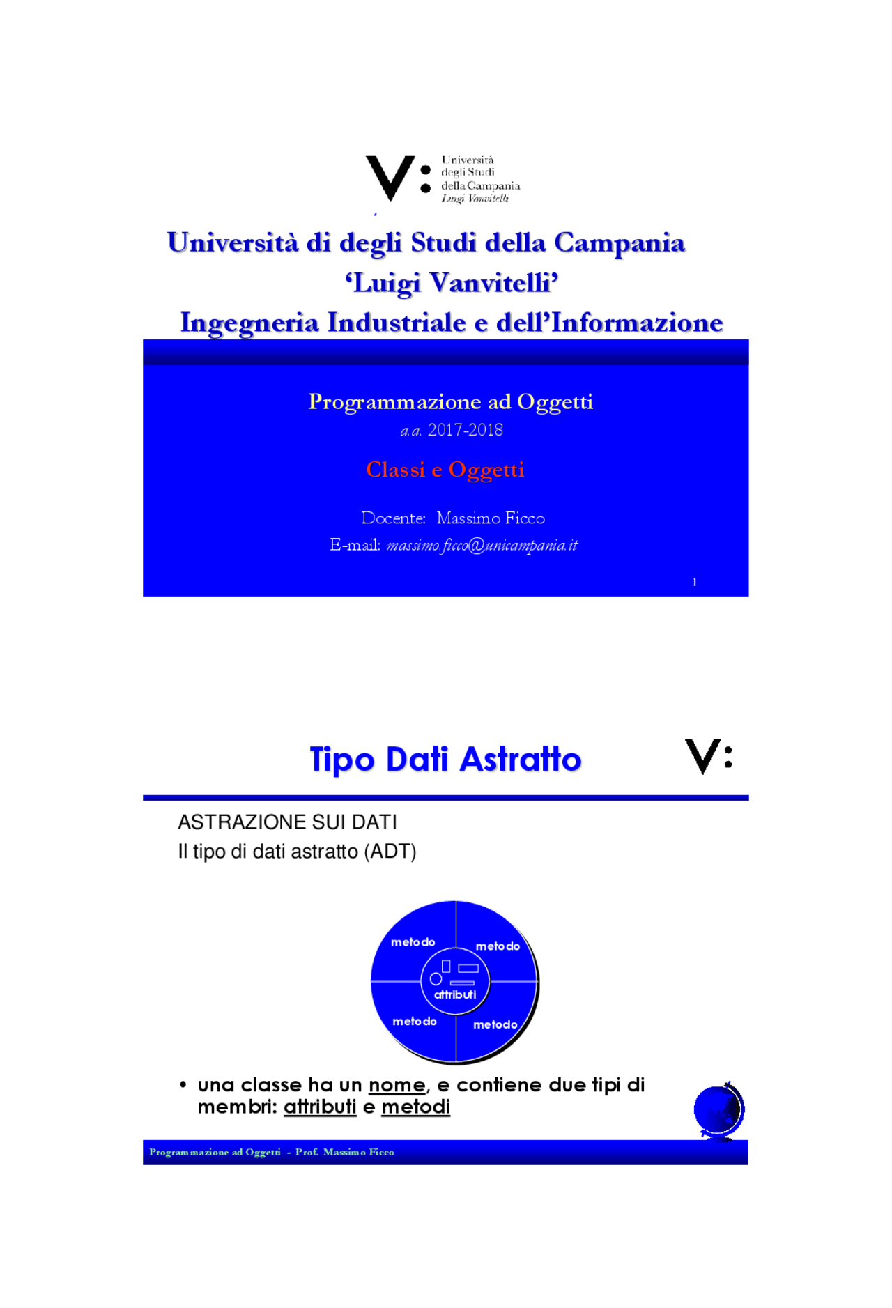 Classi E Oggetti Java Prof Ficco Docsity
