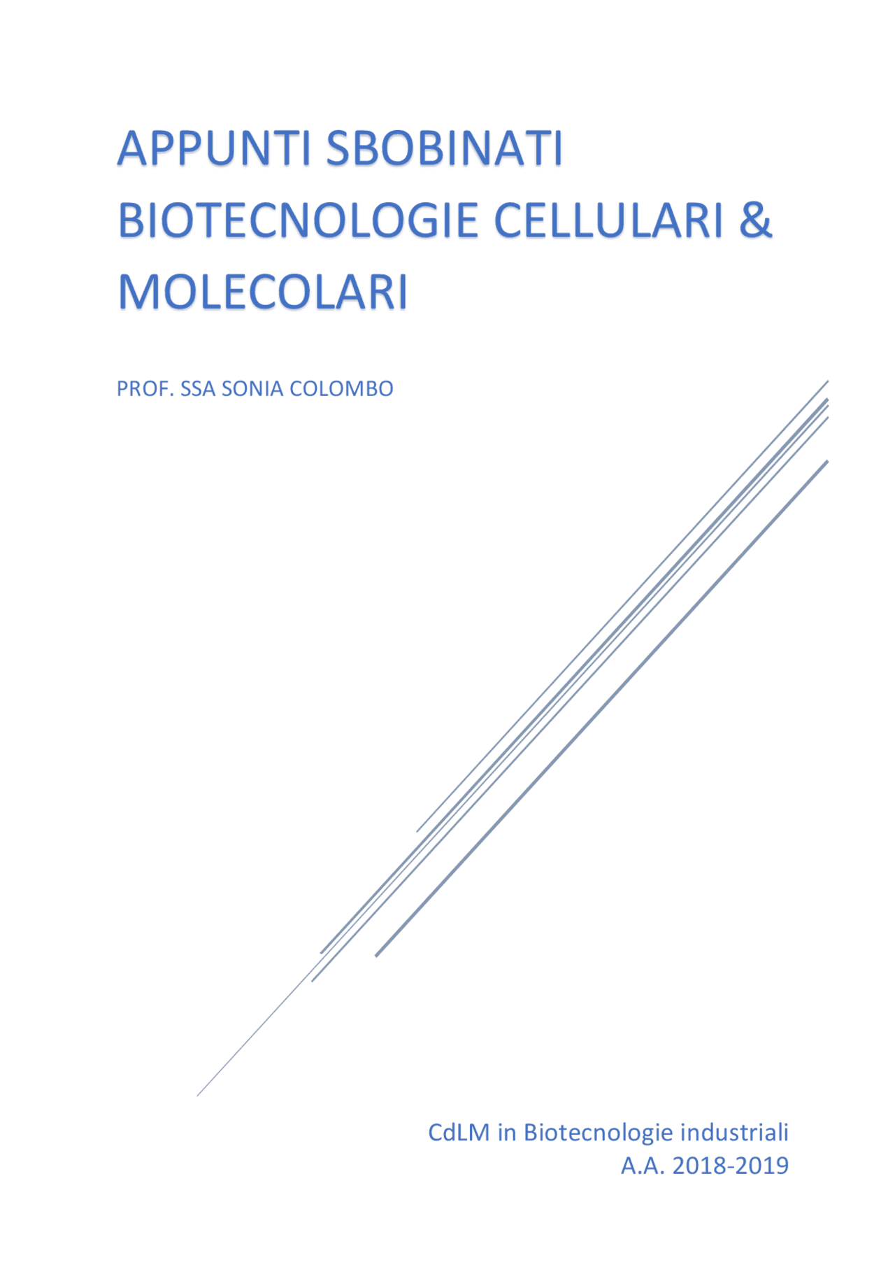 Biotecnologie Molecolari E Cellulari Docsity