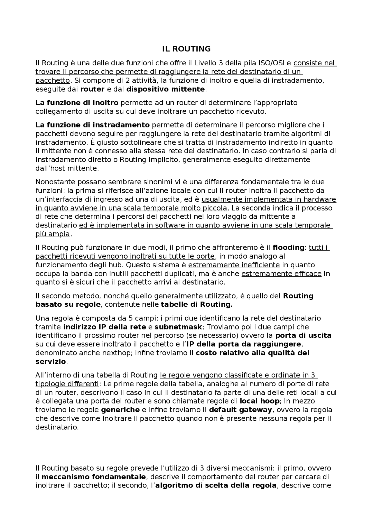 Il Routing Sistemi E Reti Docsity