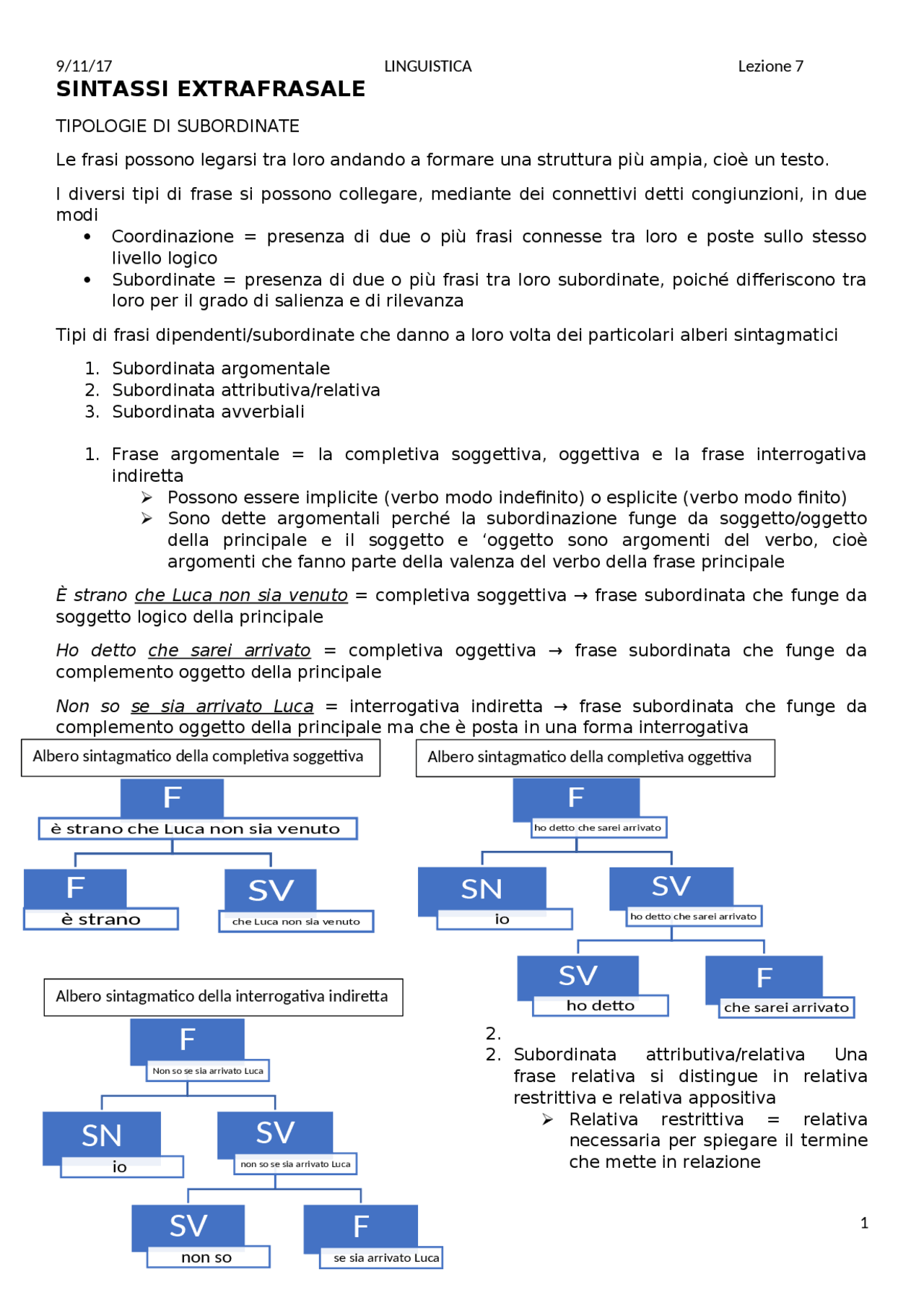 Sintassi extra-frasale (lezione 6 di linguistica) - Docsity