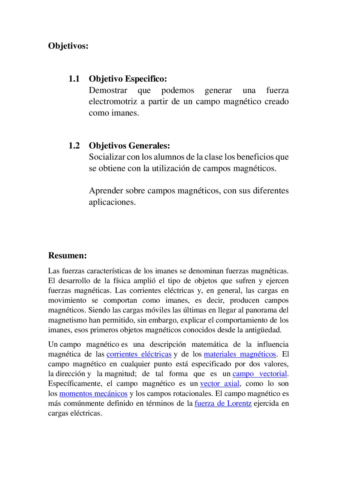 Informe - Campo Magnético | Guías, Proyectos, Investigaciones de Electromagnetismo | Docsity