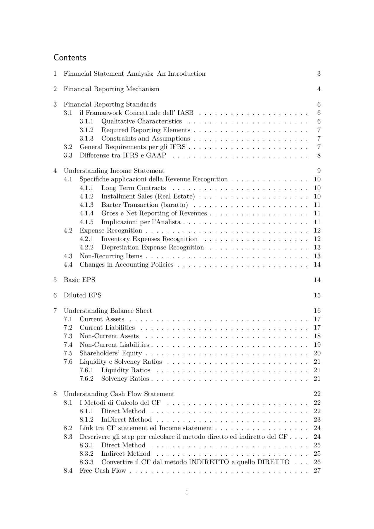 CFA I - Financial Reports - Docsity
