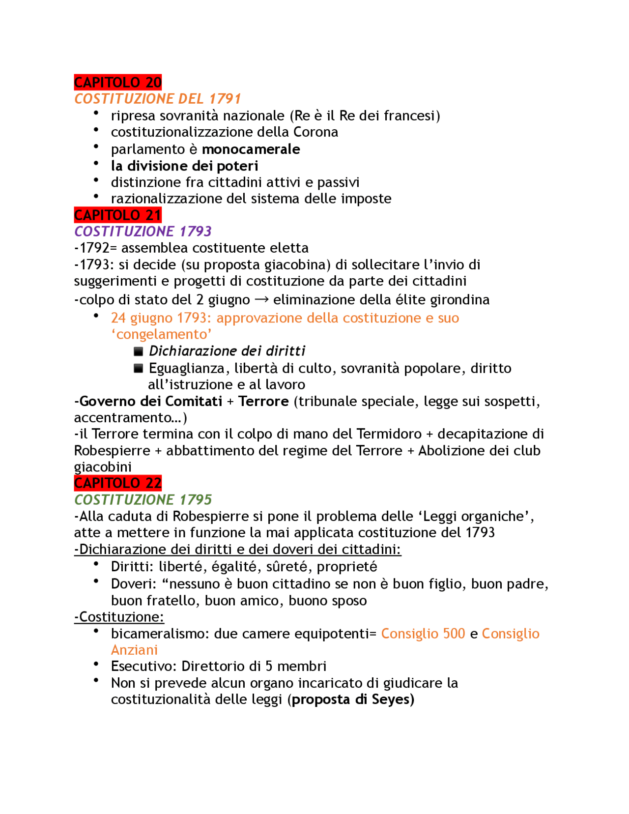 Appunti Di Storia Sulle Costituzioni Docsity