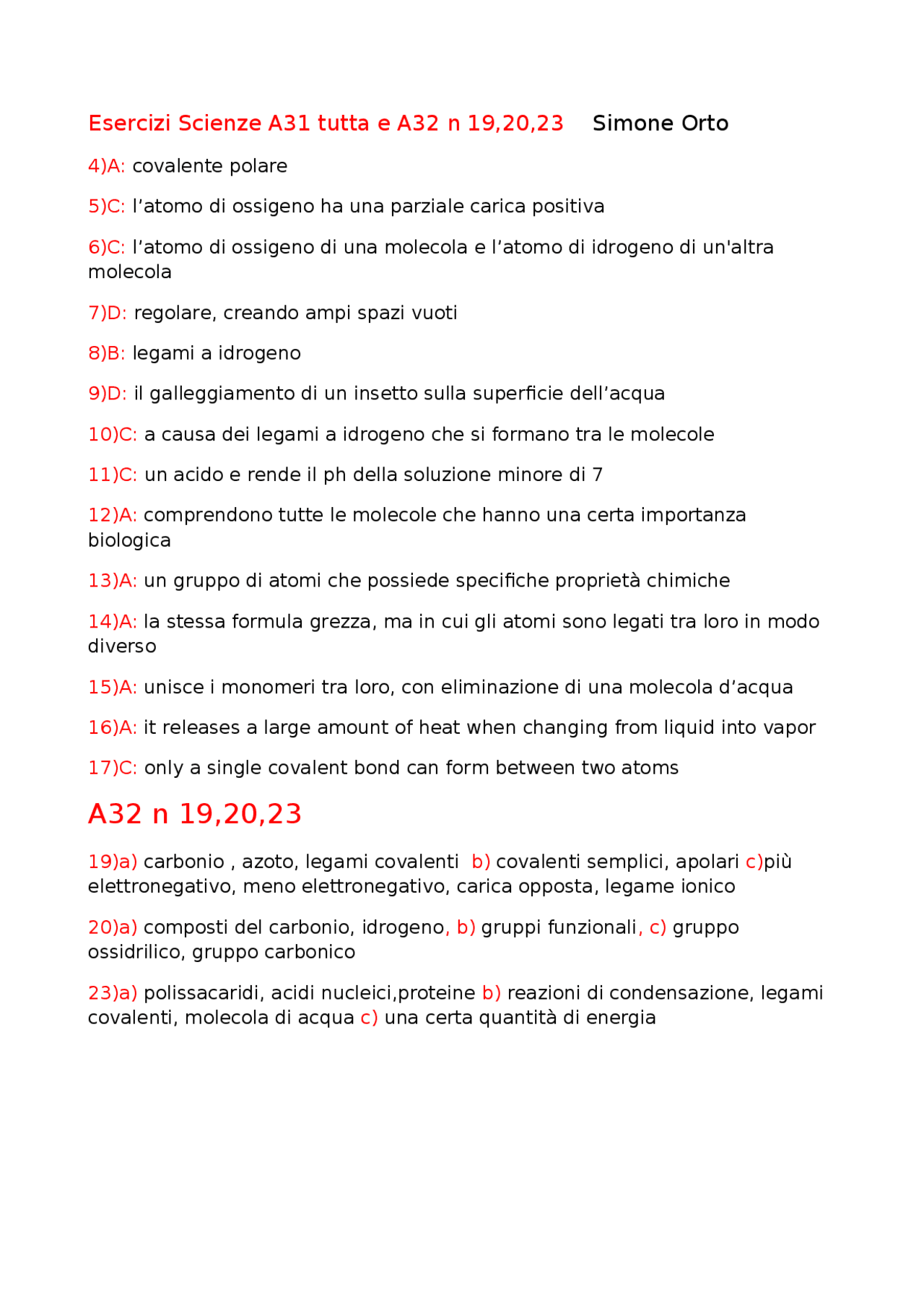 Esercizi Scienze Per Bambini Docsity