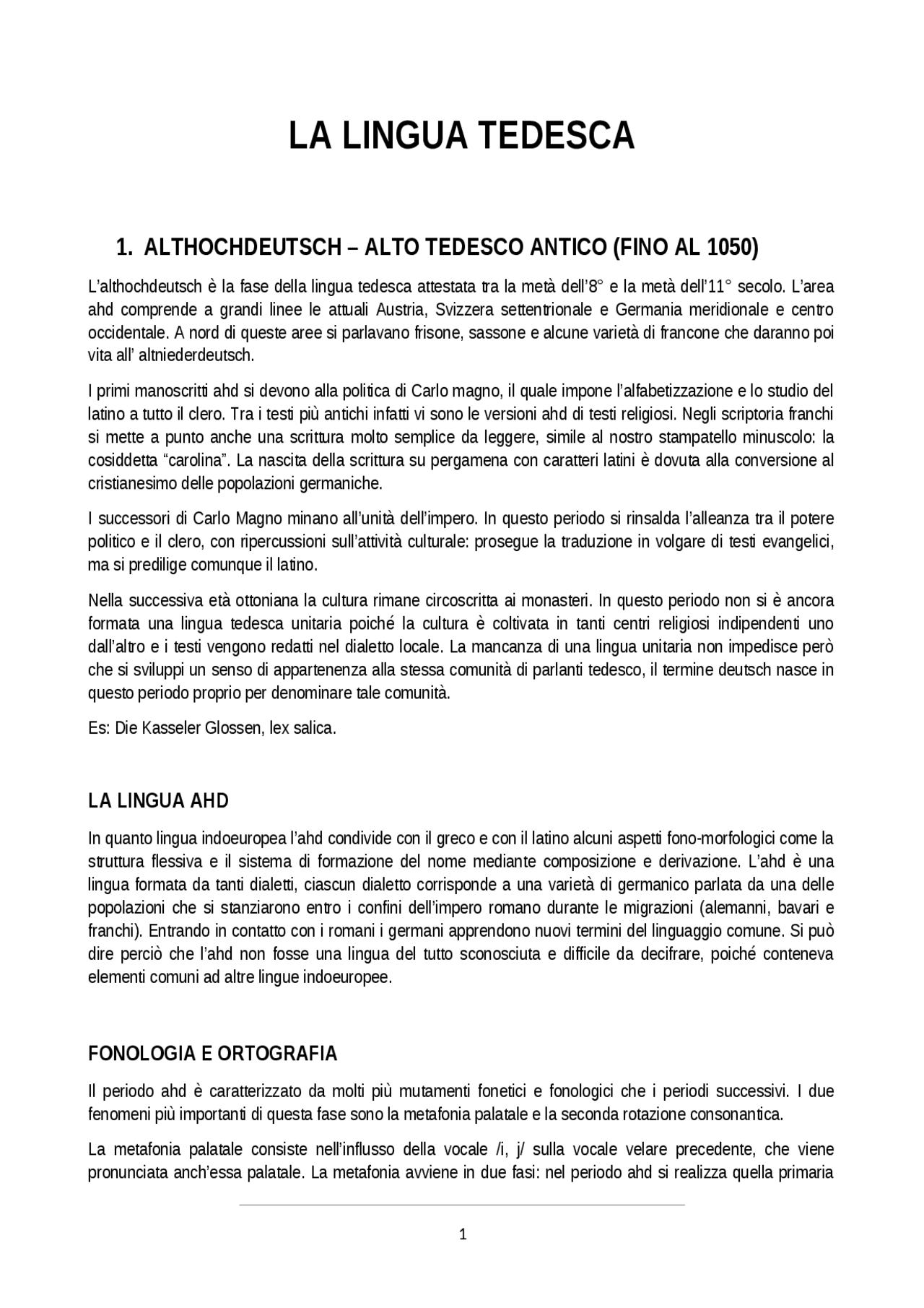 Sintesi La Lingua Tedesca A Cura Di Donatella Mazza Docsity