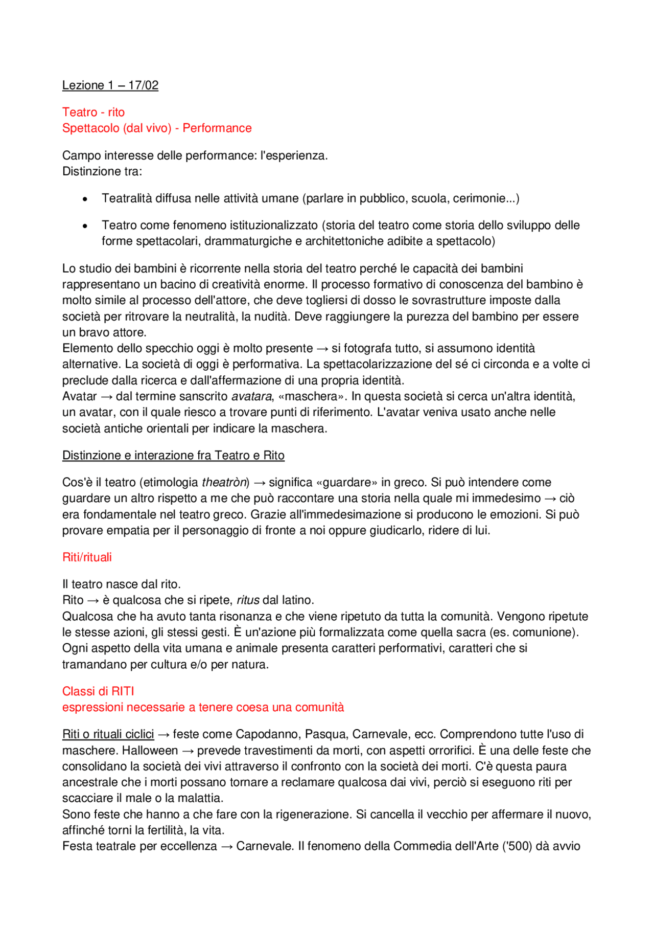 Appunti Prima Lezione Docsity
