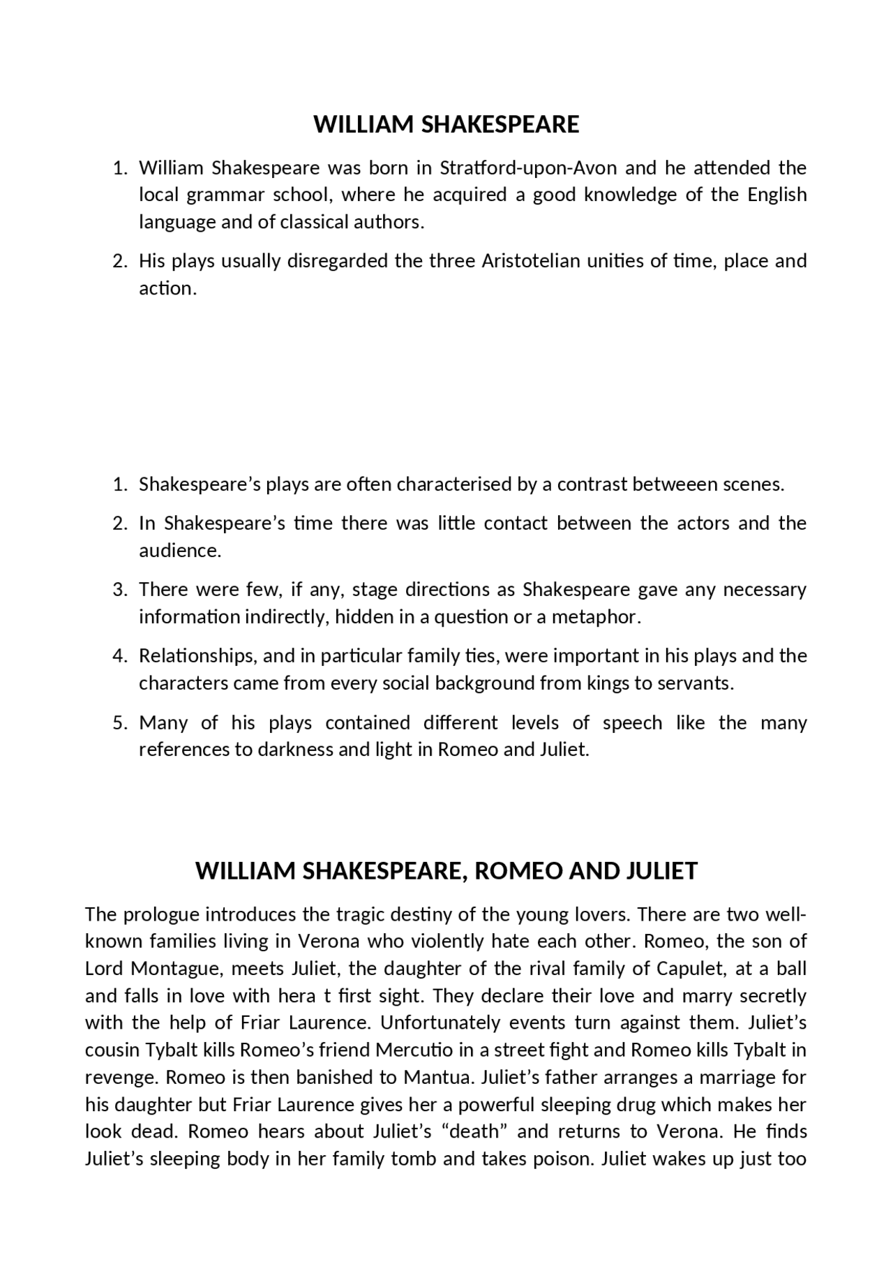 William Shakespeare Romeo And Juliet Hamlet Macbeth Docsity
