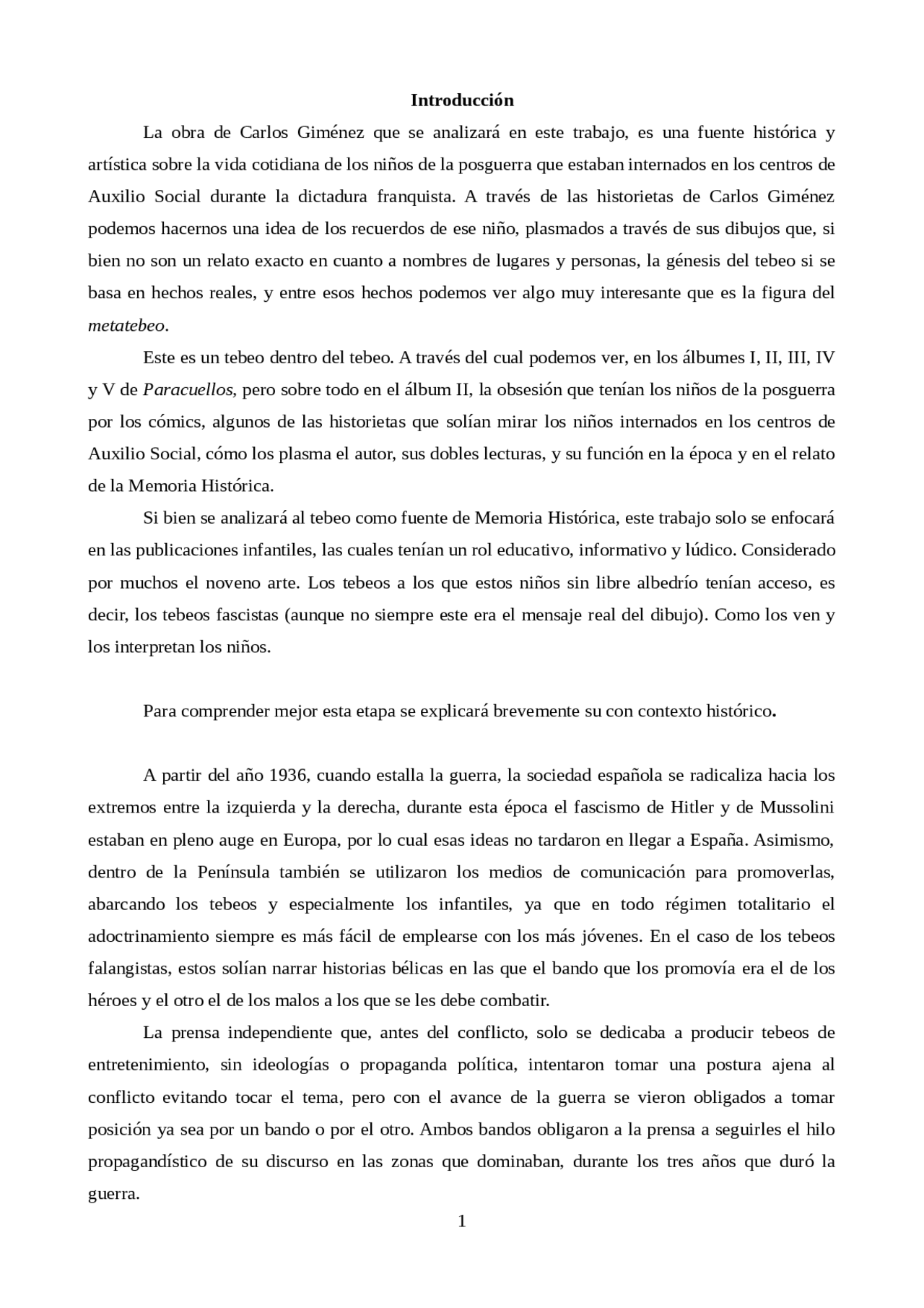 Analyse de la bande dessinée Paracuellos - Docsity