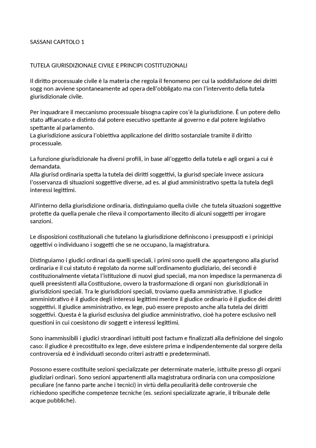 Riassunto Diritto Processuale Civile Sassani Docsity