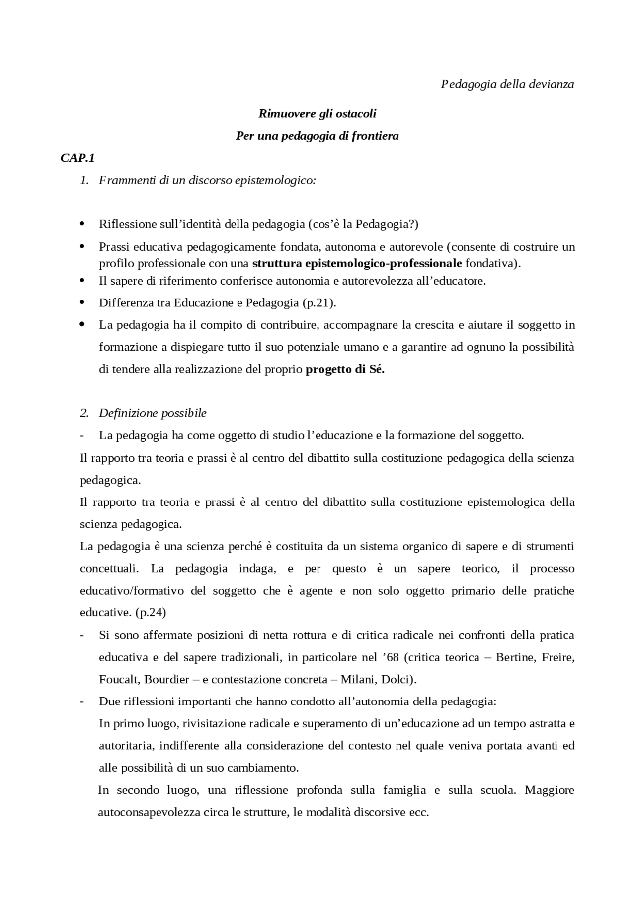 Pedagogia Della Devianza Docsity