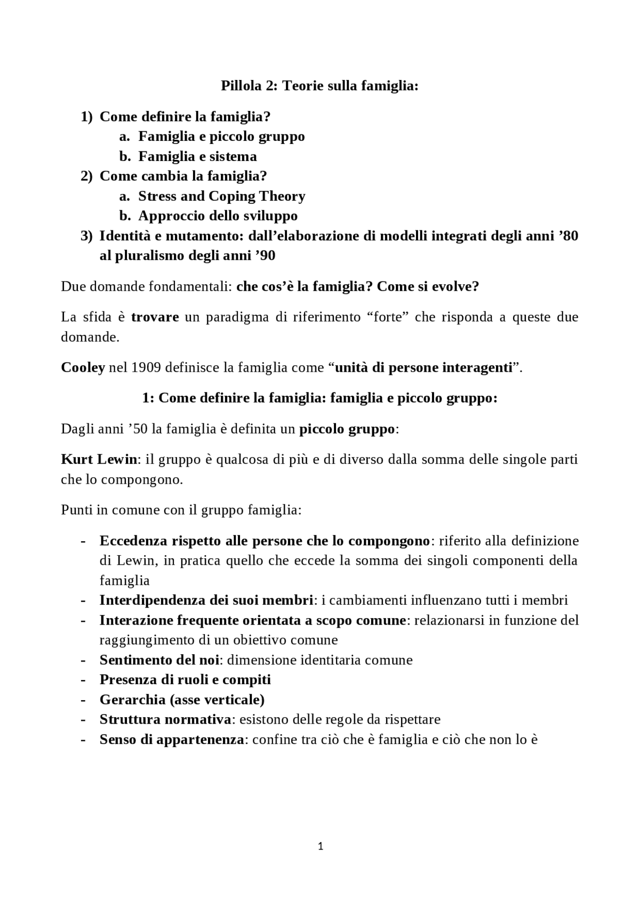 Pillola 2 Psicodinamica Delle Relazioni Familiari Unimore Docsity