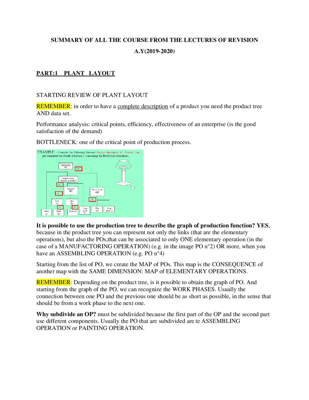 Summary Of Analysis And Management Production Docsity