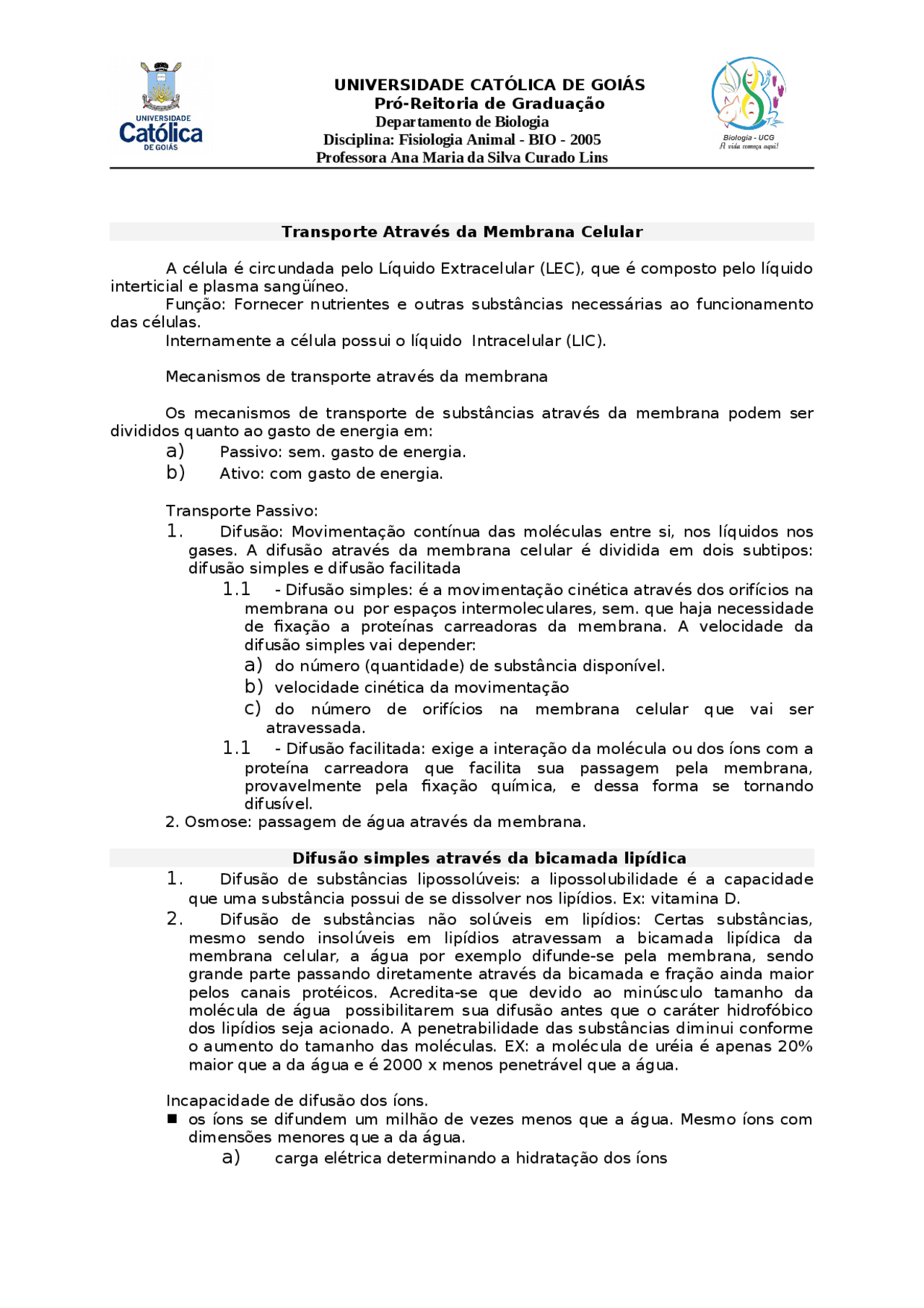 Atividade Com Alunos Resumo Membrana Plasmática Docsity