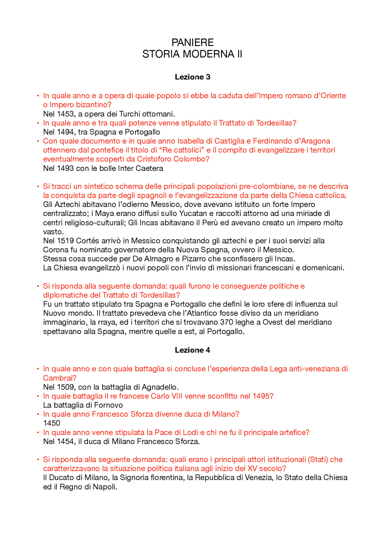 Storia Moderna Ii Gorla Filippo 6 Cfu Lams Docsity