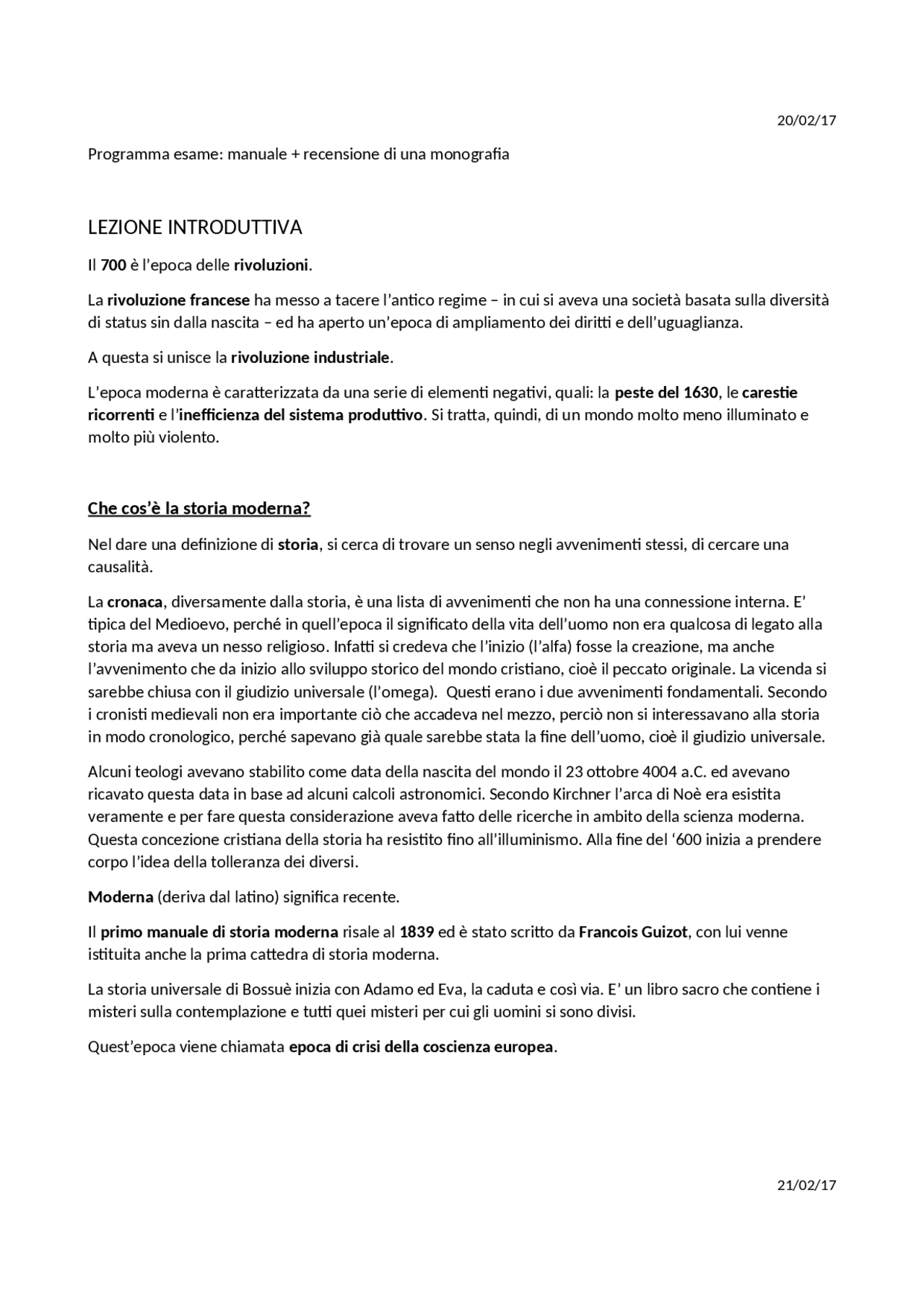 Storia Moderna Approfondimento Docsity