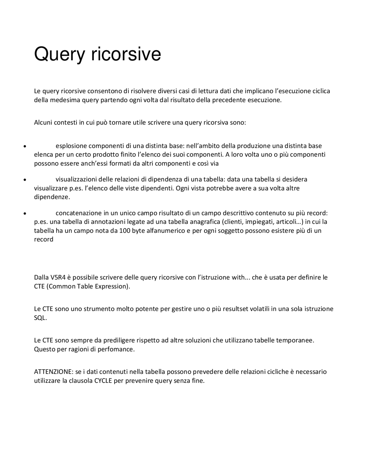 Sql Query Ricorsive Appunti Docsity