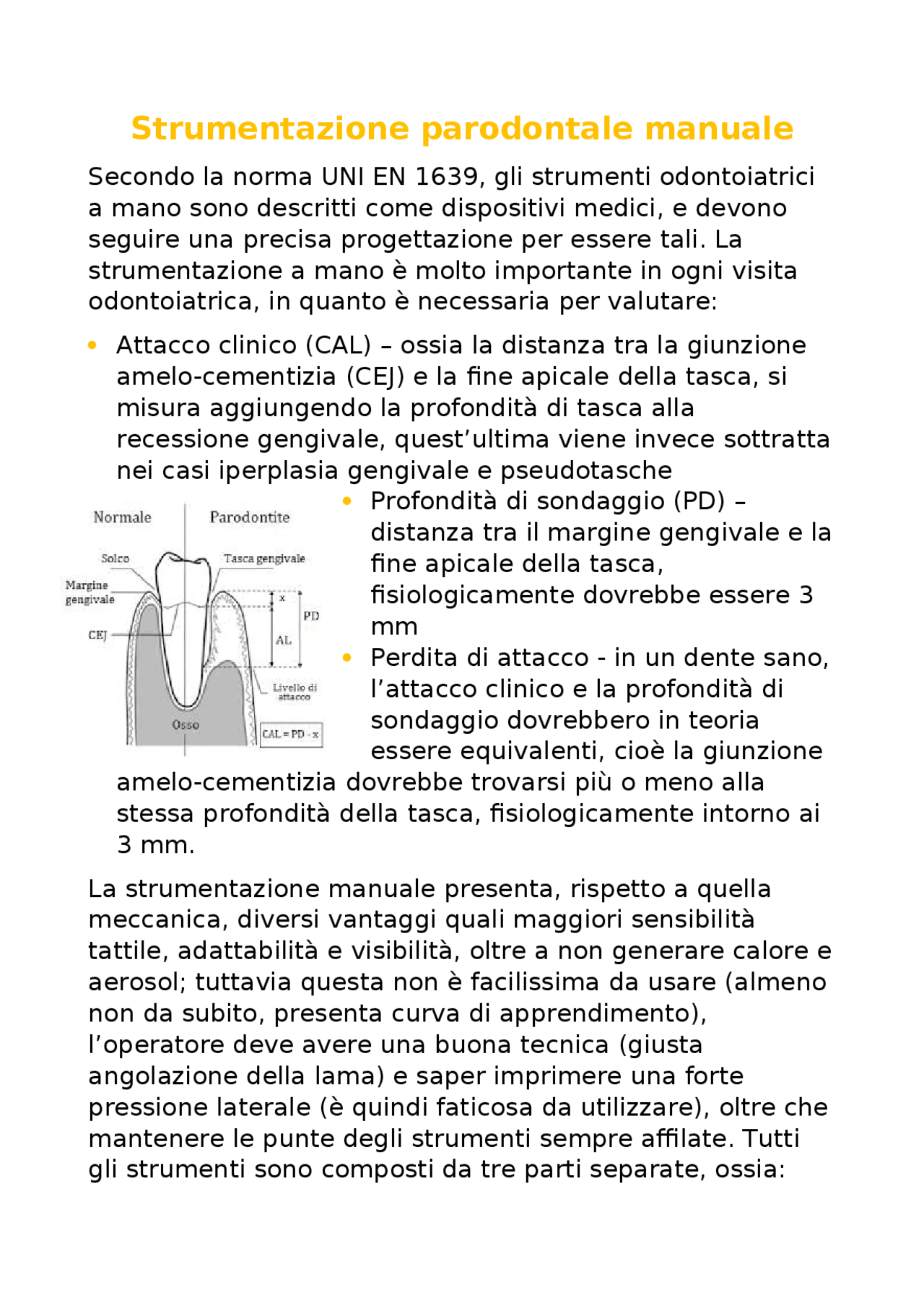 Strumentazione Manuale Parodontale Docsity