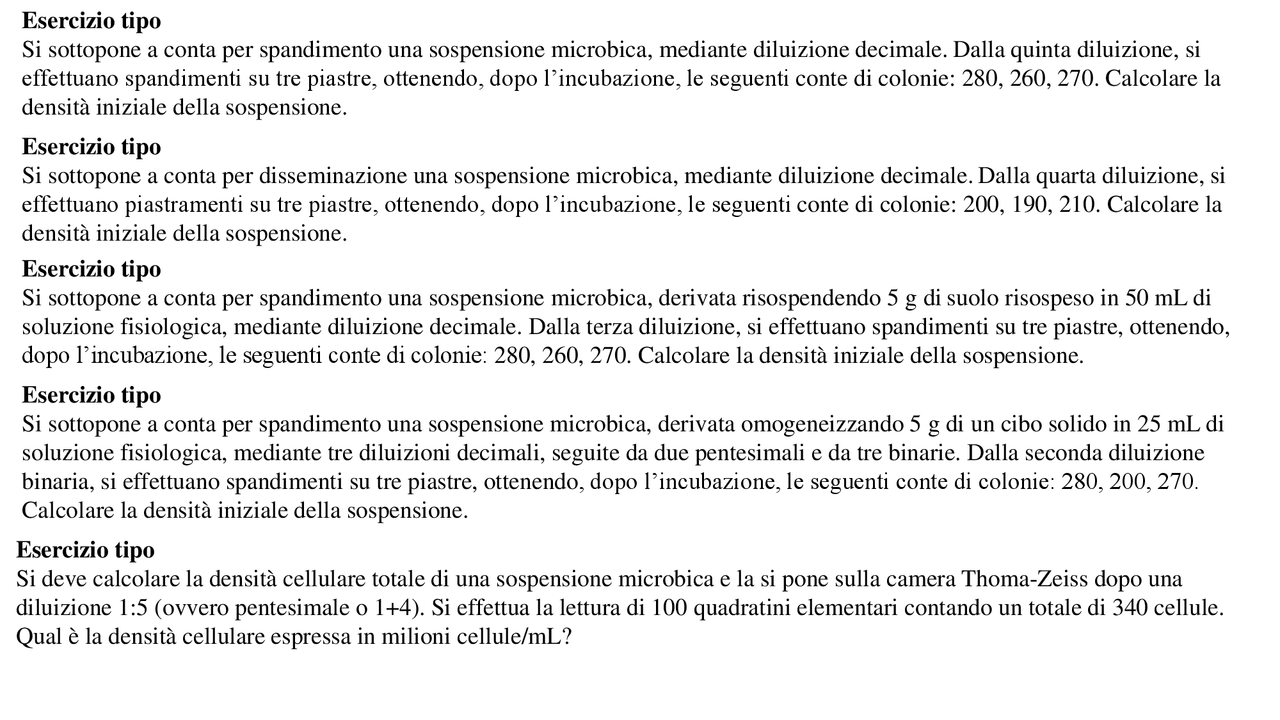 Esercizi Conte Microbiologia Docsity